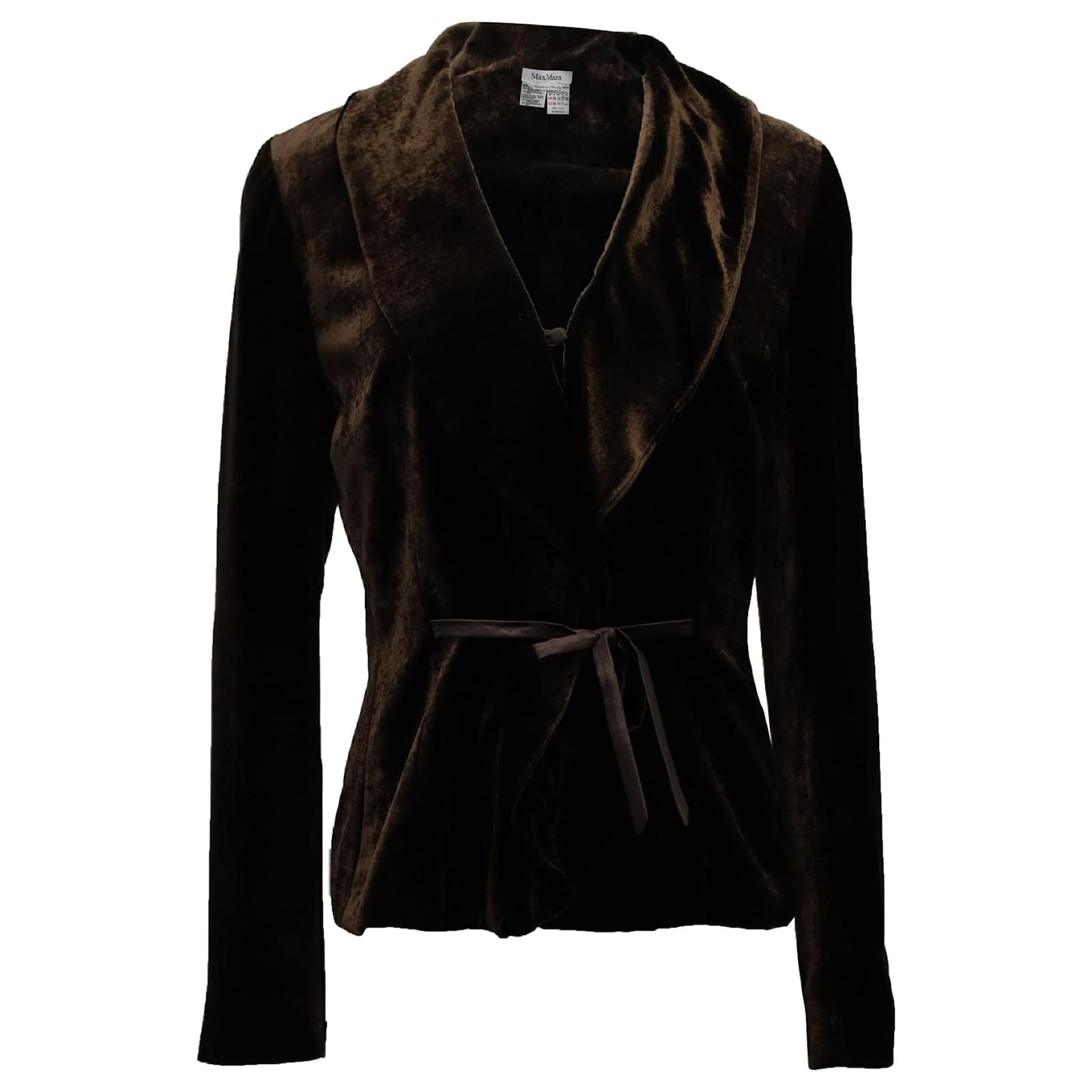 Max Mara Maxmara Evening Wrap Jacket in Brown Velvet ref.724268 - Joli ...