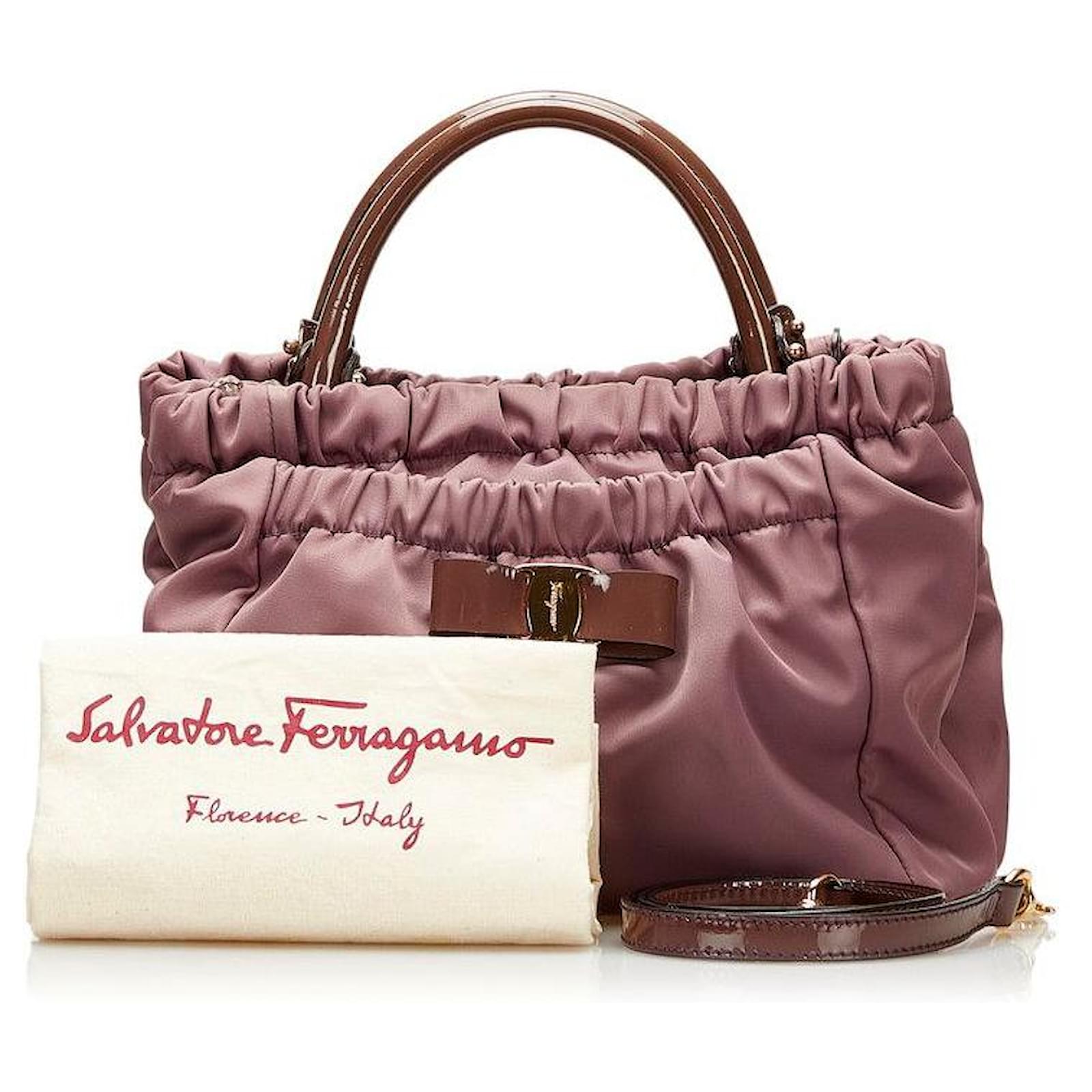 salvatore ferragamo Nylon Vara Bow Satchel viola Porpora ref.724468 ...