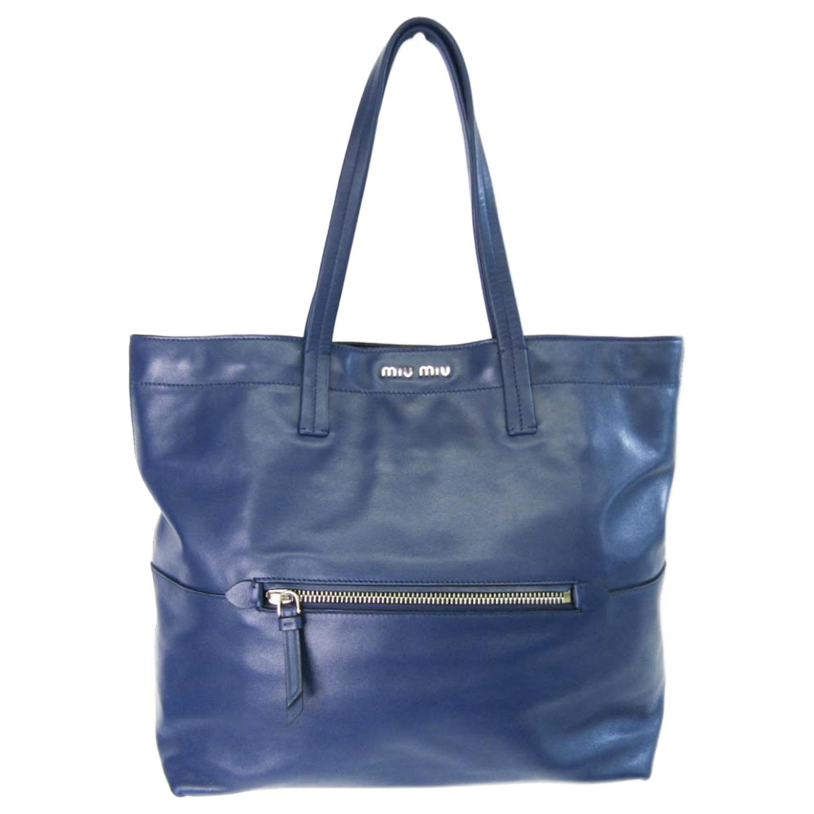 miu miu Blue Leather ref.725039 - Joli Closet