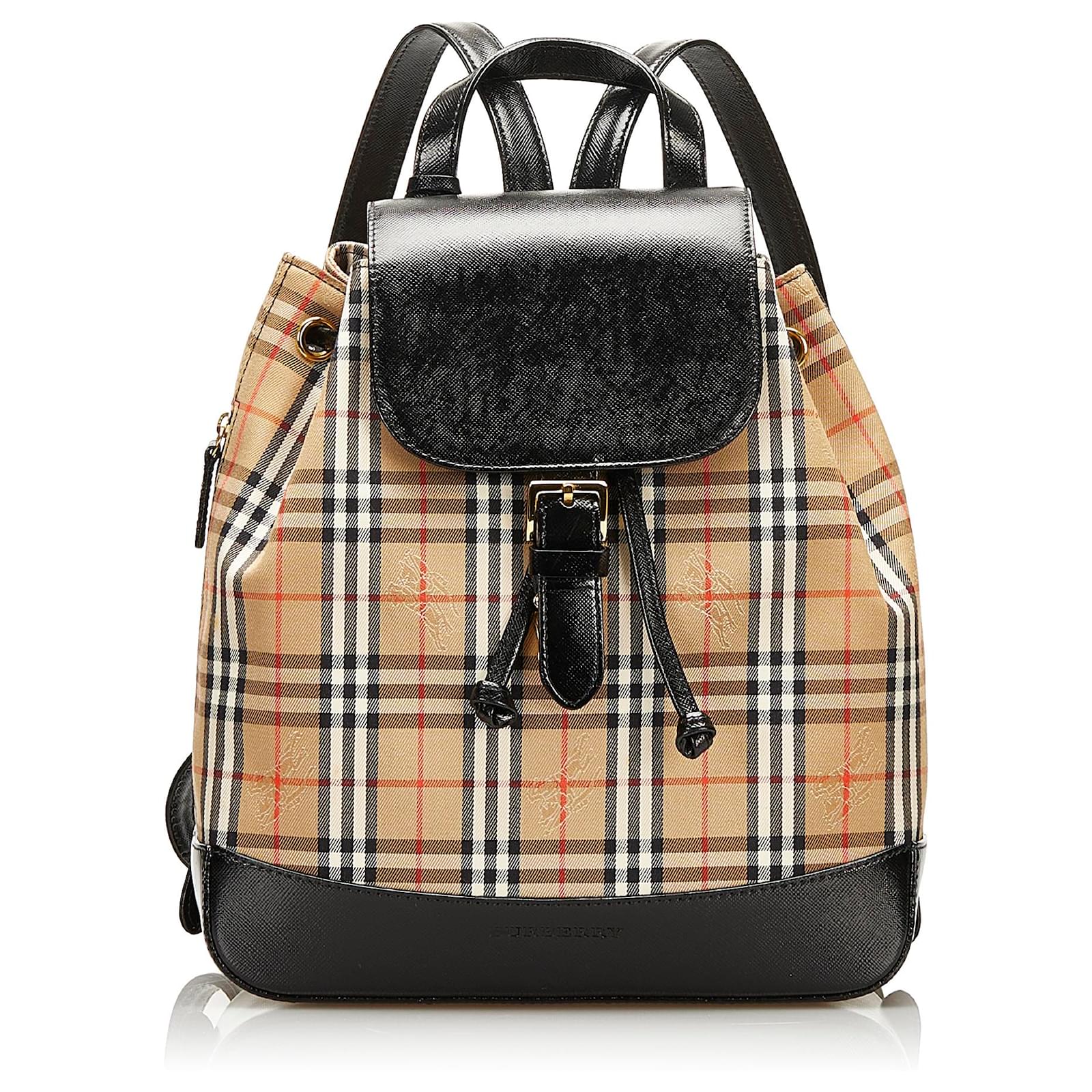 Burberry Brown Haymarket Check Backpack Beige Cloth Cloth ref.726264 ...