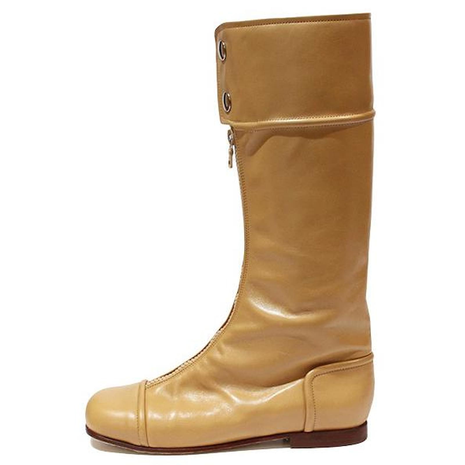 Courreges bottes Cuir Beige ref.727624 - Joli Closet