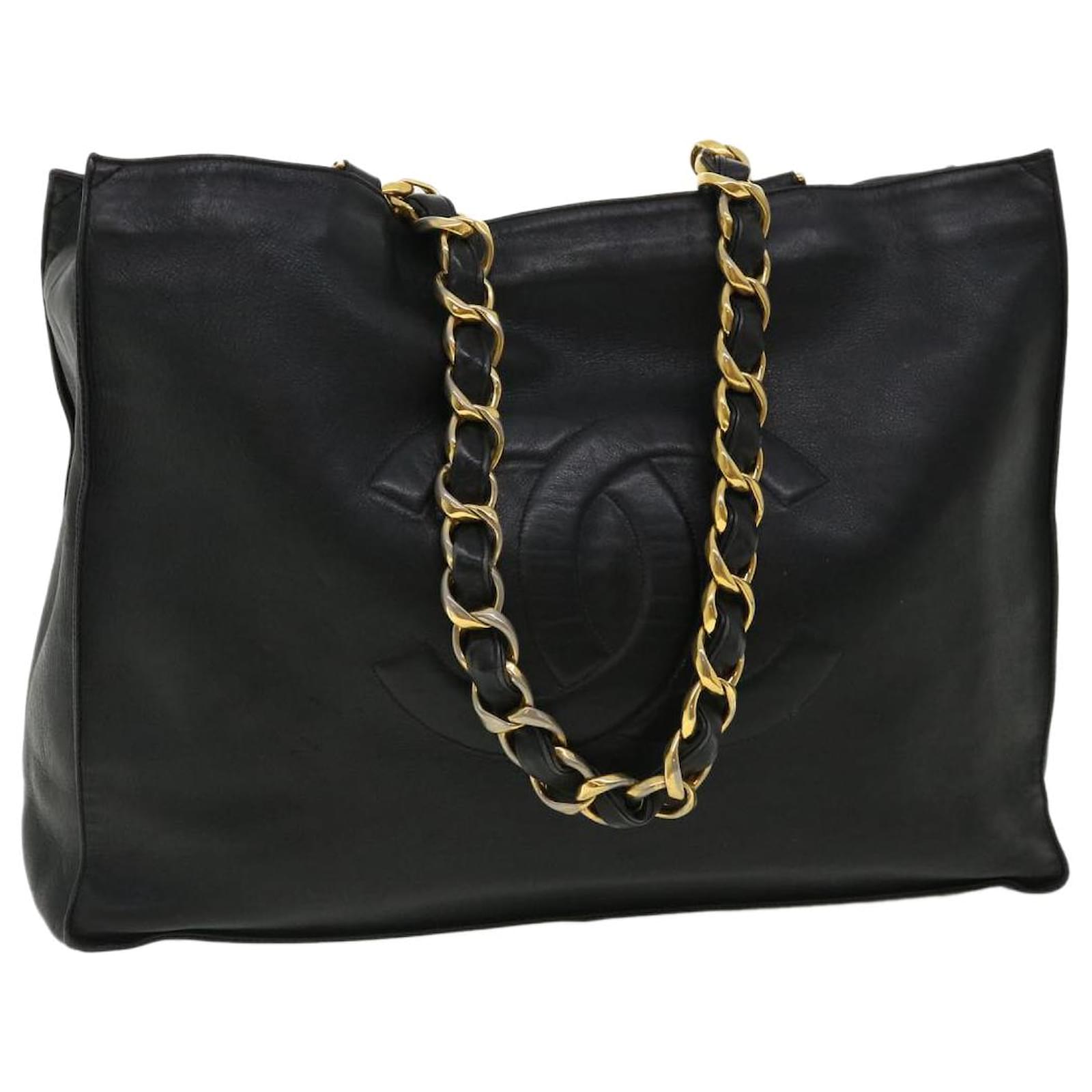 CHANEL Chain Tote Bag Leather Black CC Auth bs3148 ref.728965 - Joli Closet