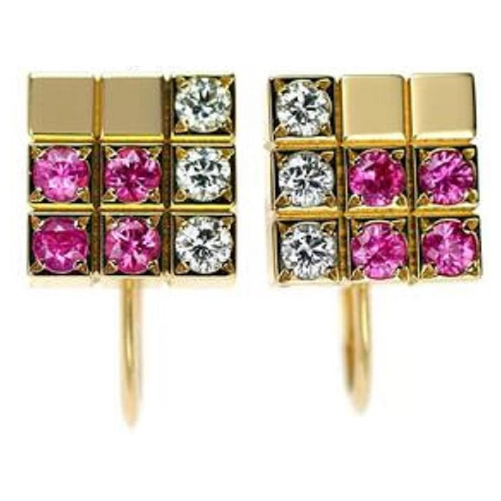 Cartier Pink Sapphire and Diamond Lanieres Piet Earrings Multiple ...