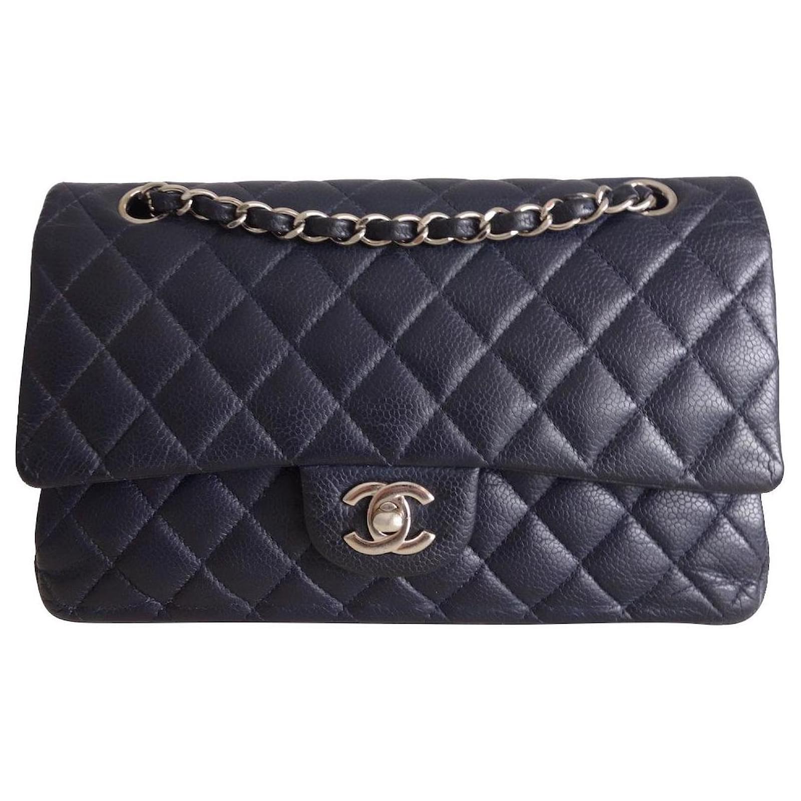 Chanel Classique caviar navy blue bag Leather ref.729182 - Joli Closet