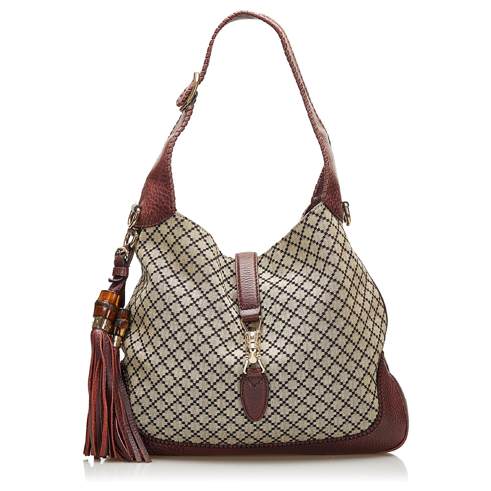 Gucci Marron Diamante New Jackie Toile Tissu ref.729236 - Joli Closet