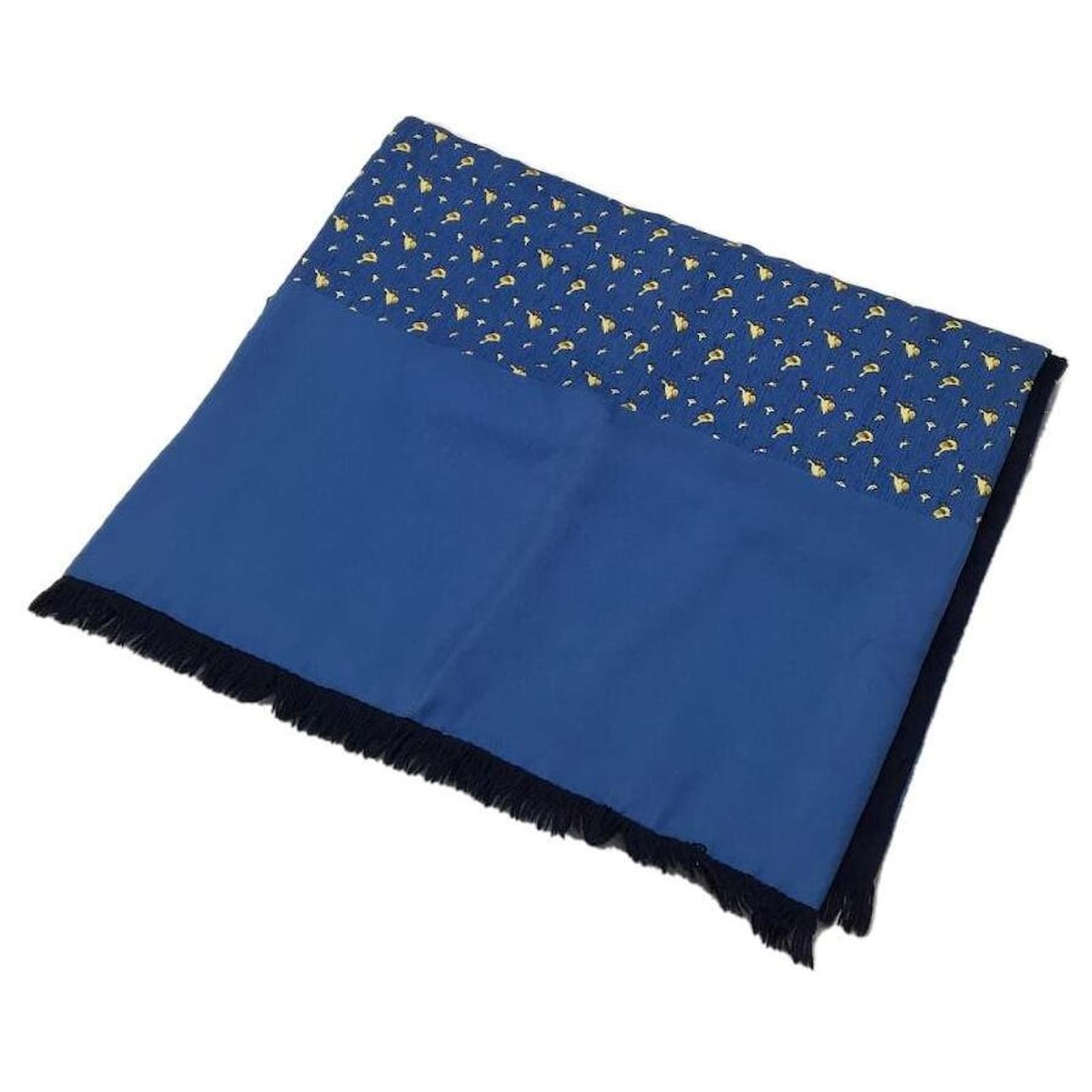 Hermès HERMES Reversible Muffler Navy blue Wool ref.730393 - Joli Closet
