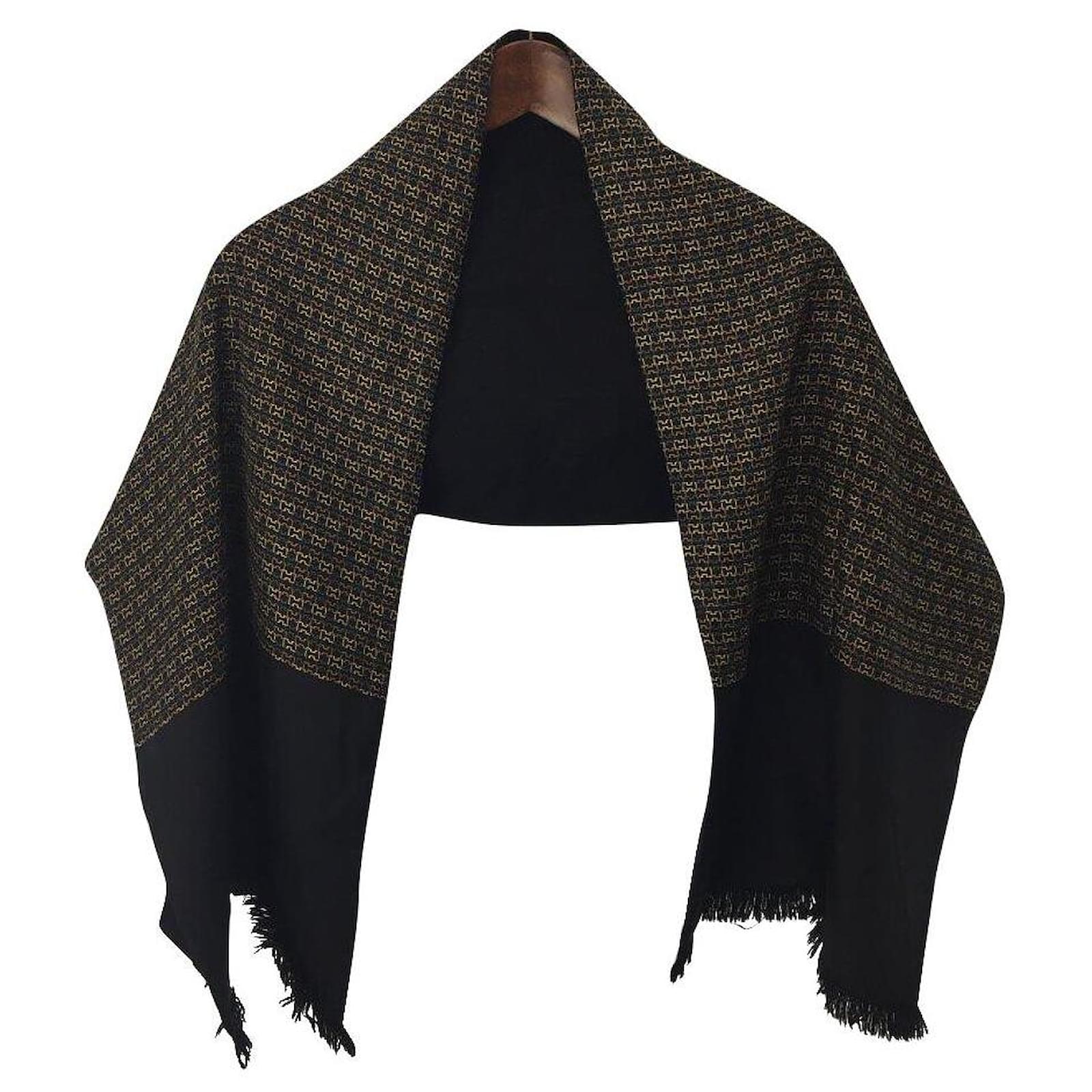 Hermès HERMES Reversible Muffler Black Wool ref.730442 - Joli Closet