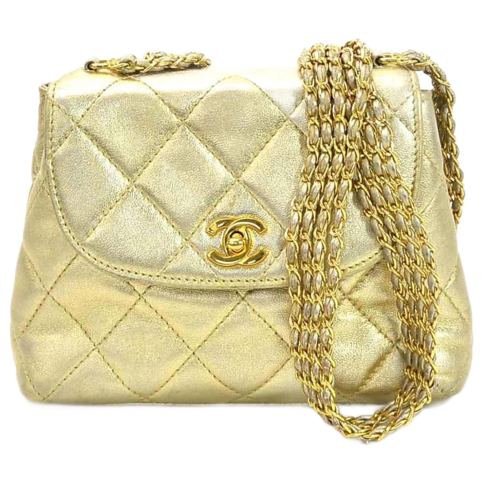 Chanel Mini Boston Golden Leather ref.731615 - Joli Closet