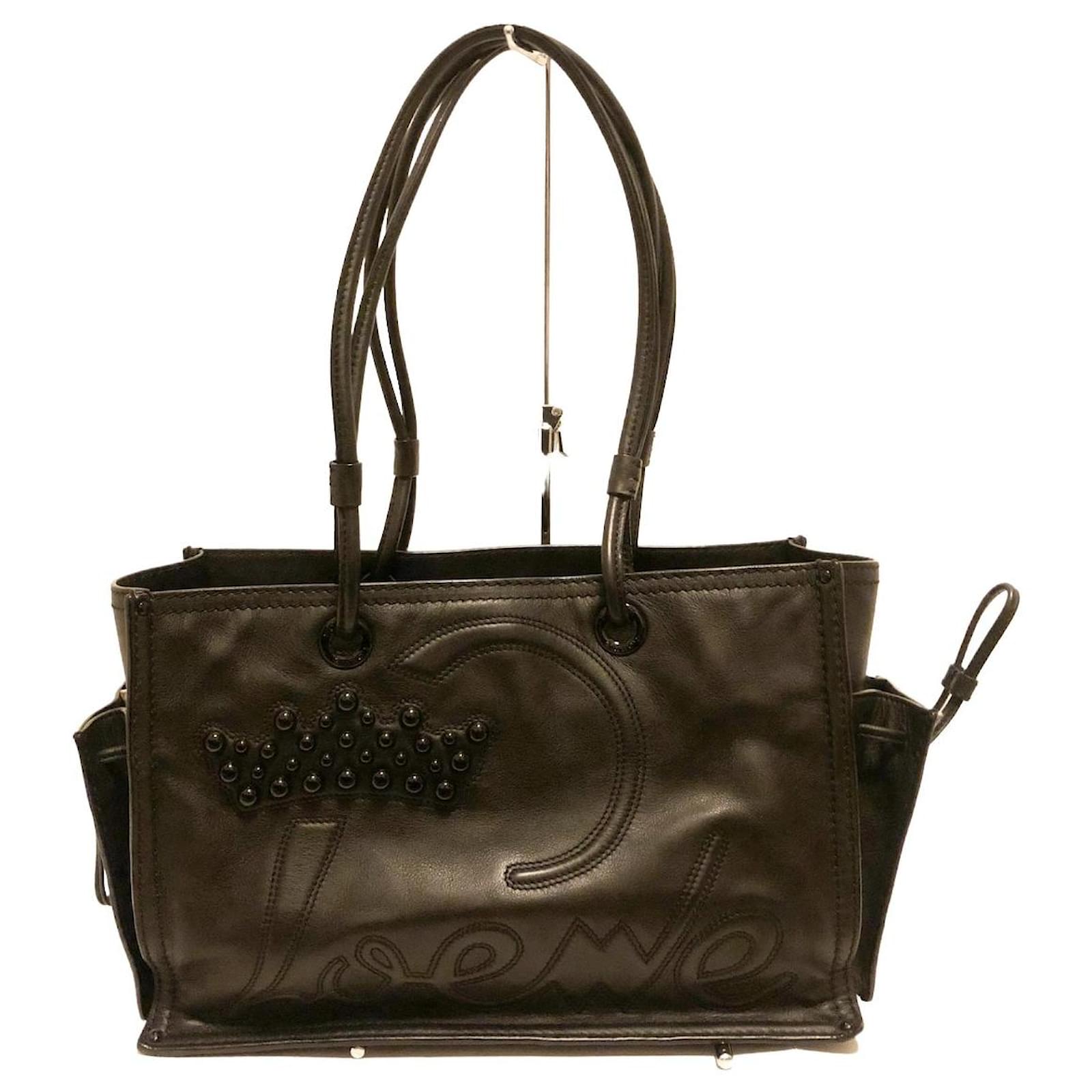 Loewe Shopper tote Black Leather ref.731700 - Joli Closet