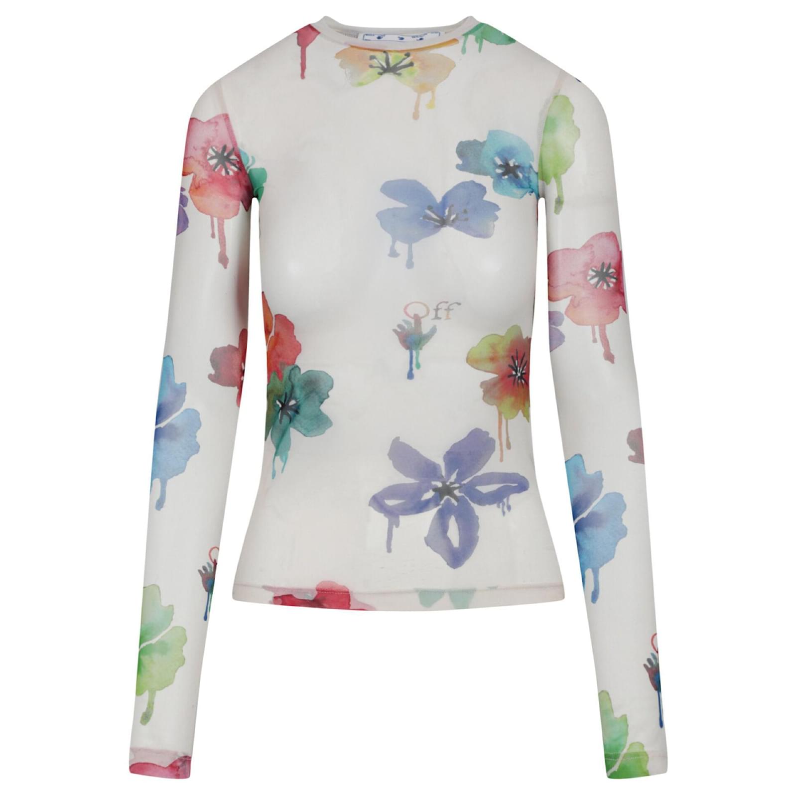Off White Off-White Floral Mesh Long Sleeve Multiple colors ref.732586 ...