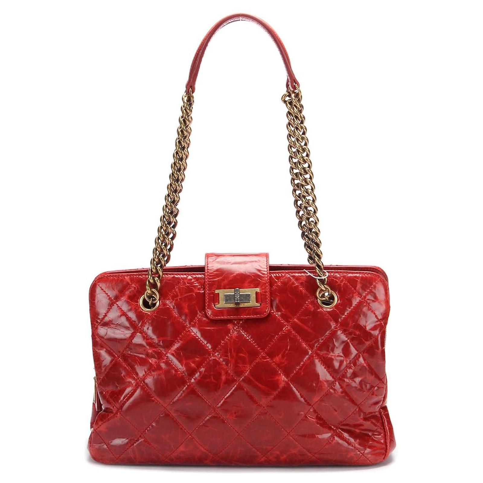 Chanel Reissue Crinkled Glazed Shopping Tote Red Pony-style calfskin ...