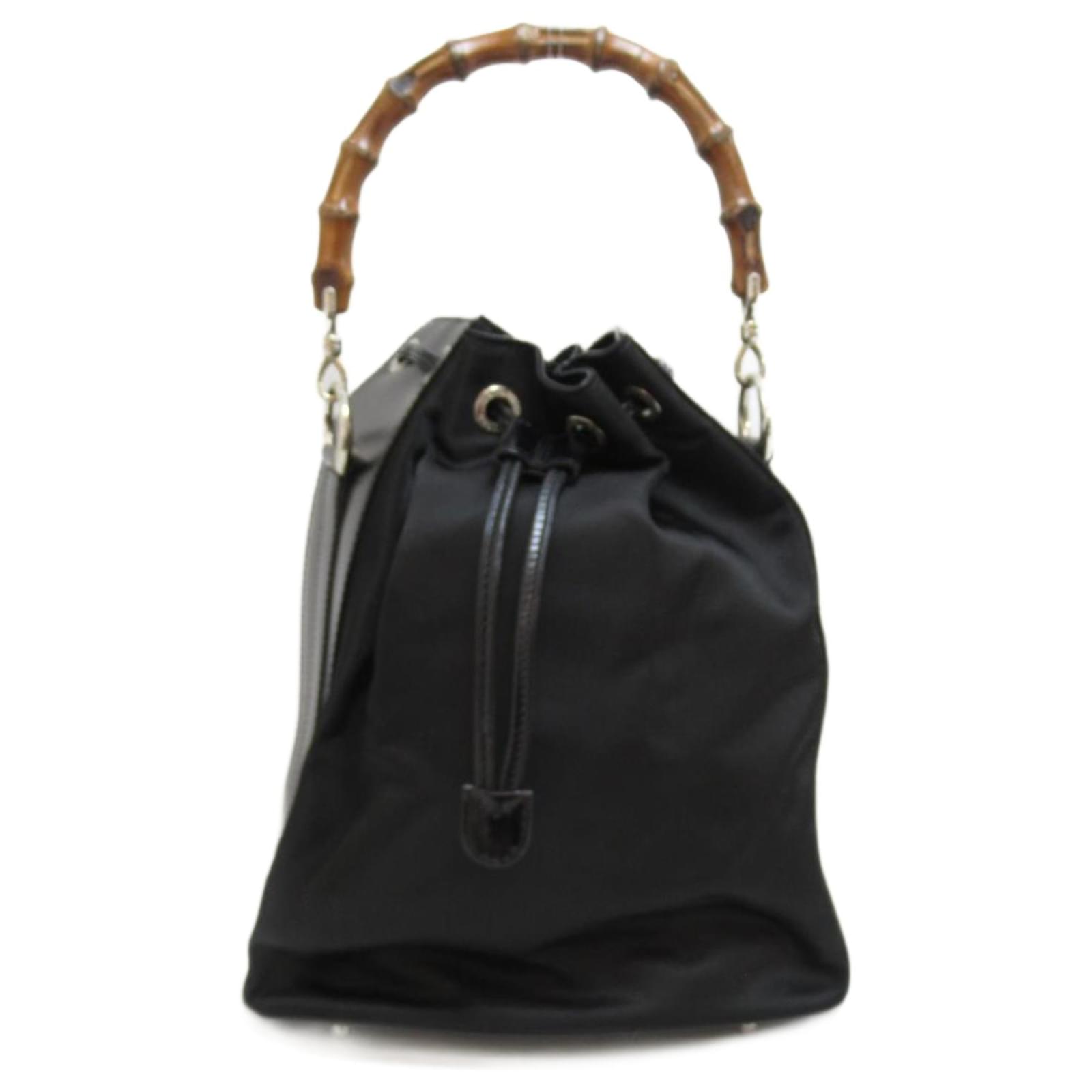 Gucci Bamboo Nylon Bucket Bag Black Cloth ref.733304 - Joli Closet