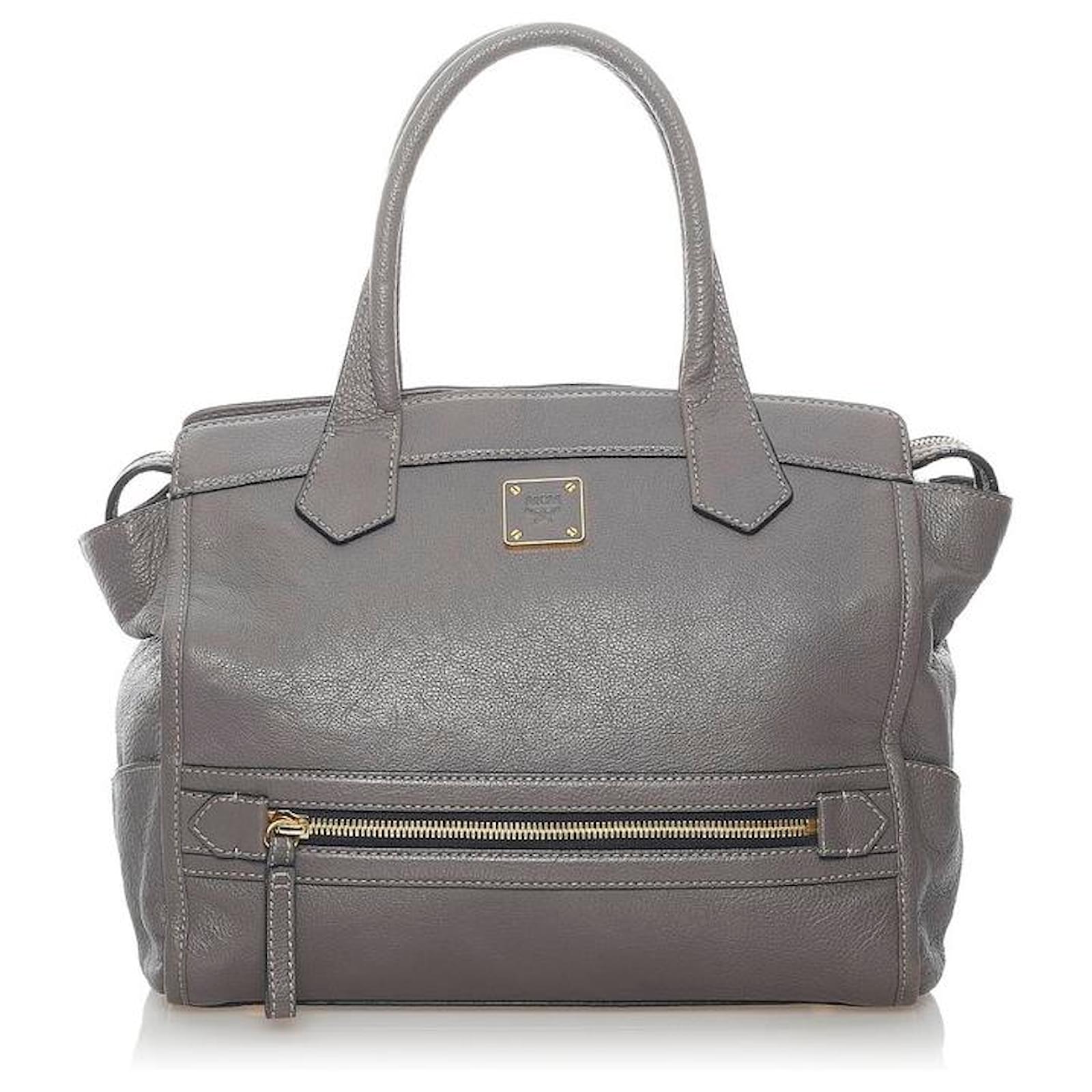 MCM Leather Handbag Grey Pony-style calfskin ref.734235 - Joli Closet