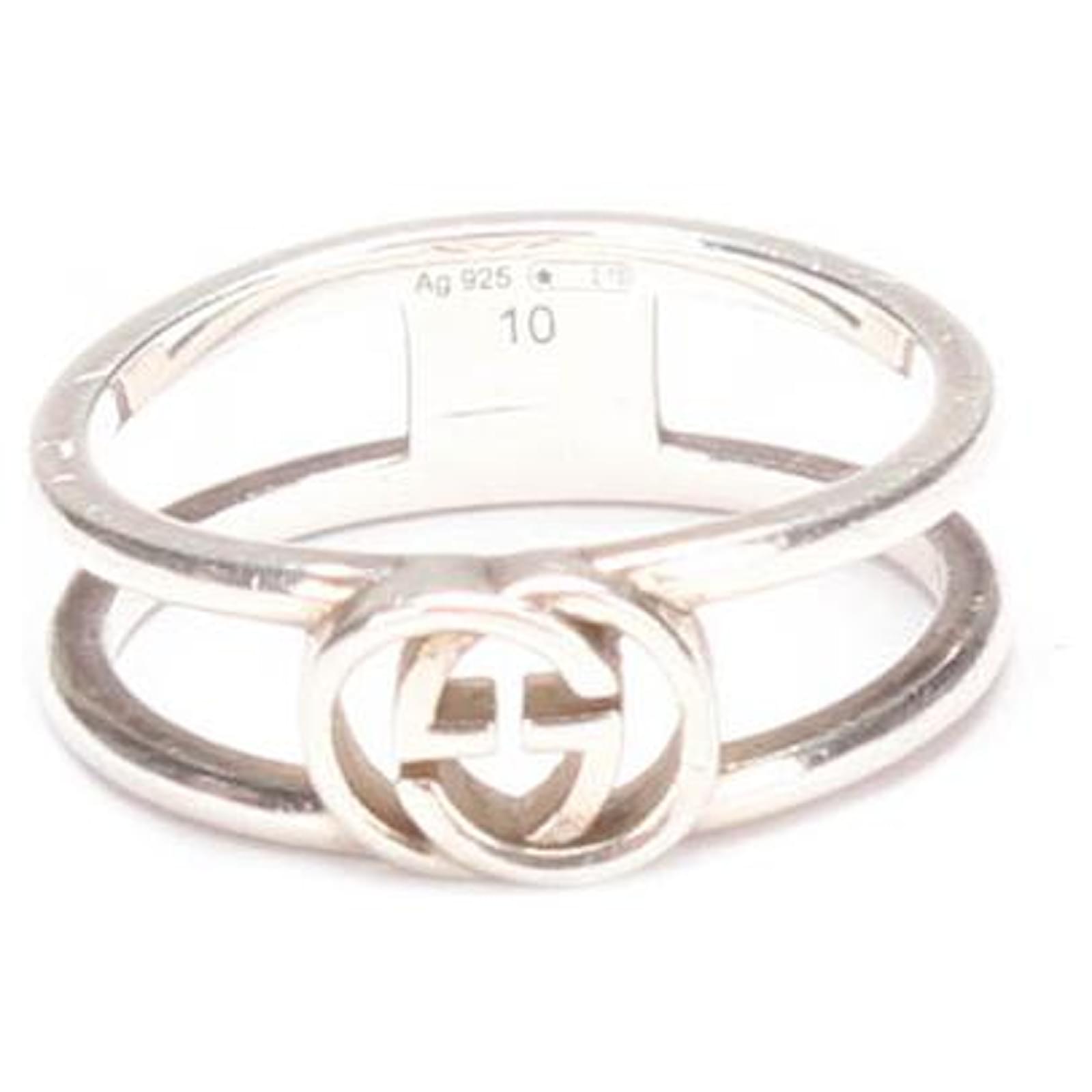 Gucci Interlocking G Wide Open Band Métal Argenté ref.734617 - Joli Closet
