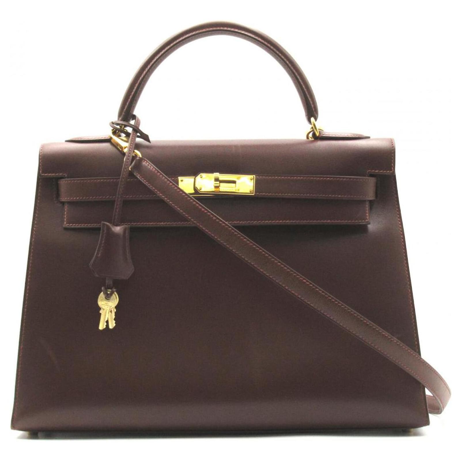 Hermès Box Calf Kelly 32 Brown Pony-style calfskin ref.734711 - Joli Closet