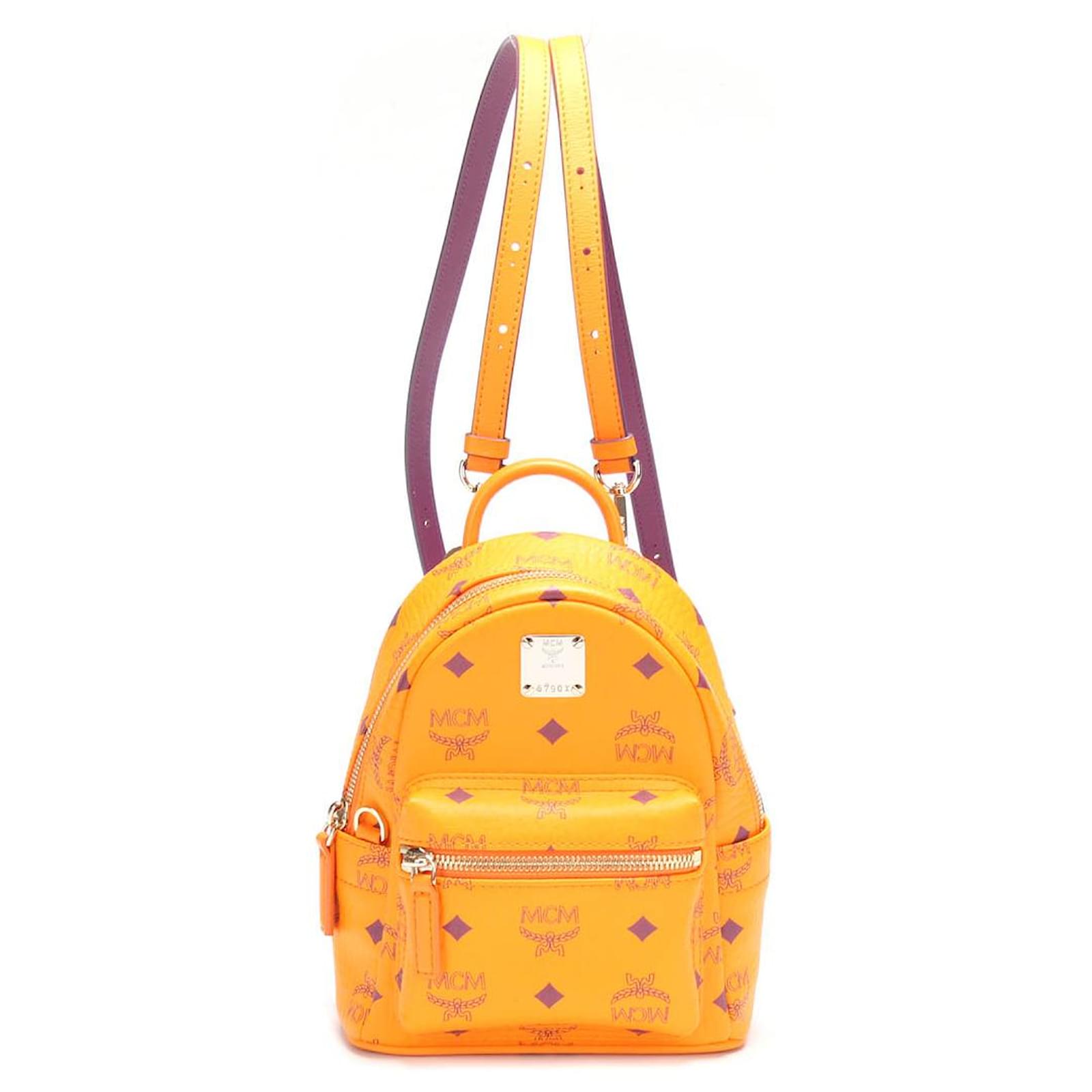 MCM Visetos Backpack Orange Cloth ref.JC734753 (Sold) - Joli Closet