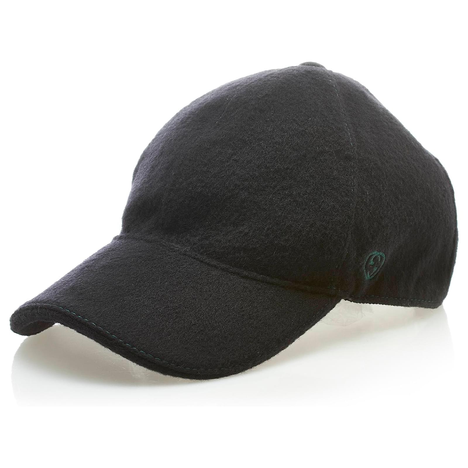 Gucci Black Wool Web Stripe Baseball Cap Cloth ref.735004 - Joli Closet