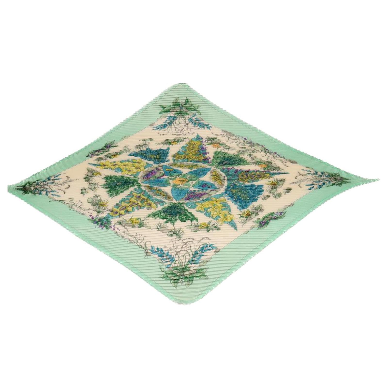 Hermès HERMES Pleated Scarf Silk Light Blue Auth 33356 ref.736699 ...
