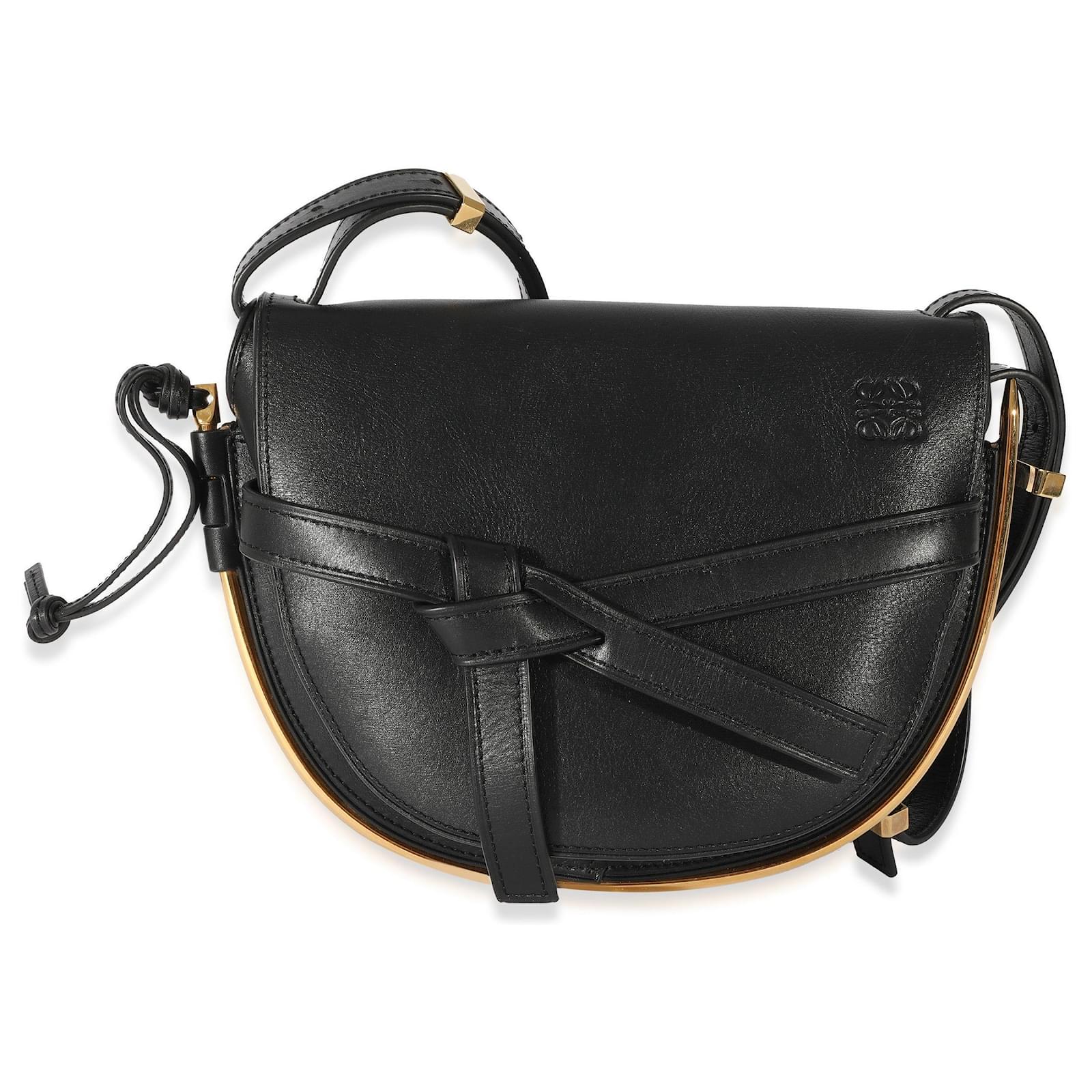 Loewe Sac Gate moyen en cuir noir et métal ref.739765 - Joli Closet