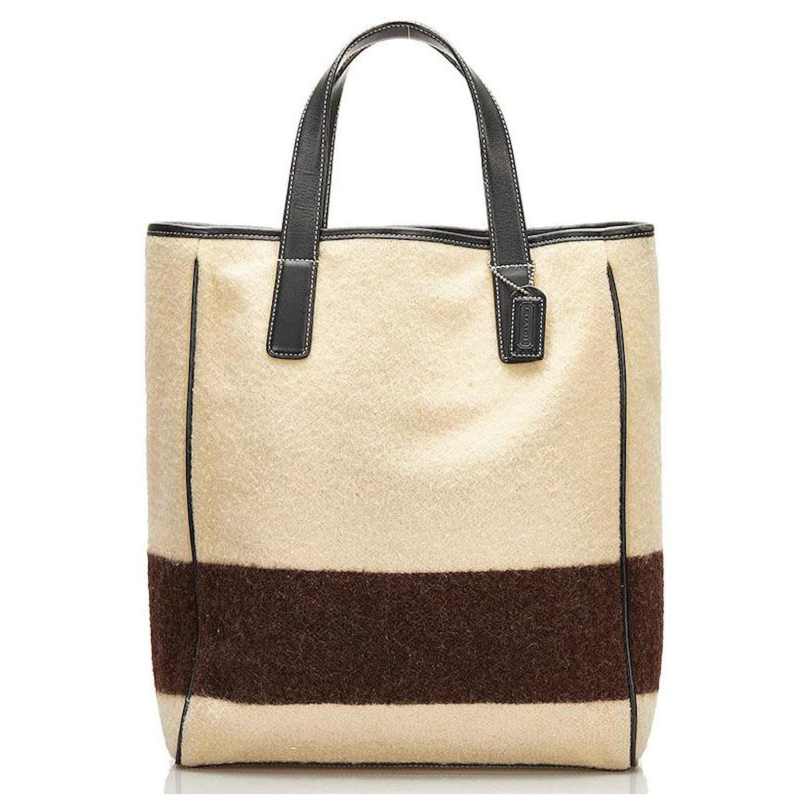 coach Bicolor Wool Tote Bag beige Tweed ref.740547 - Joli Closet