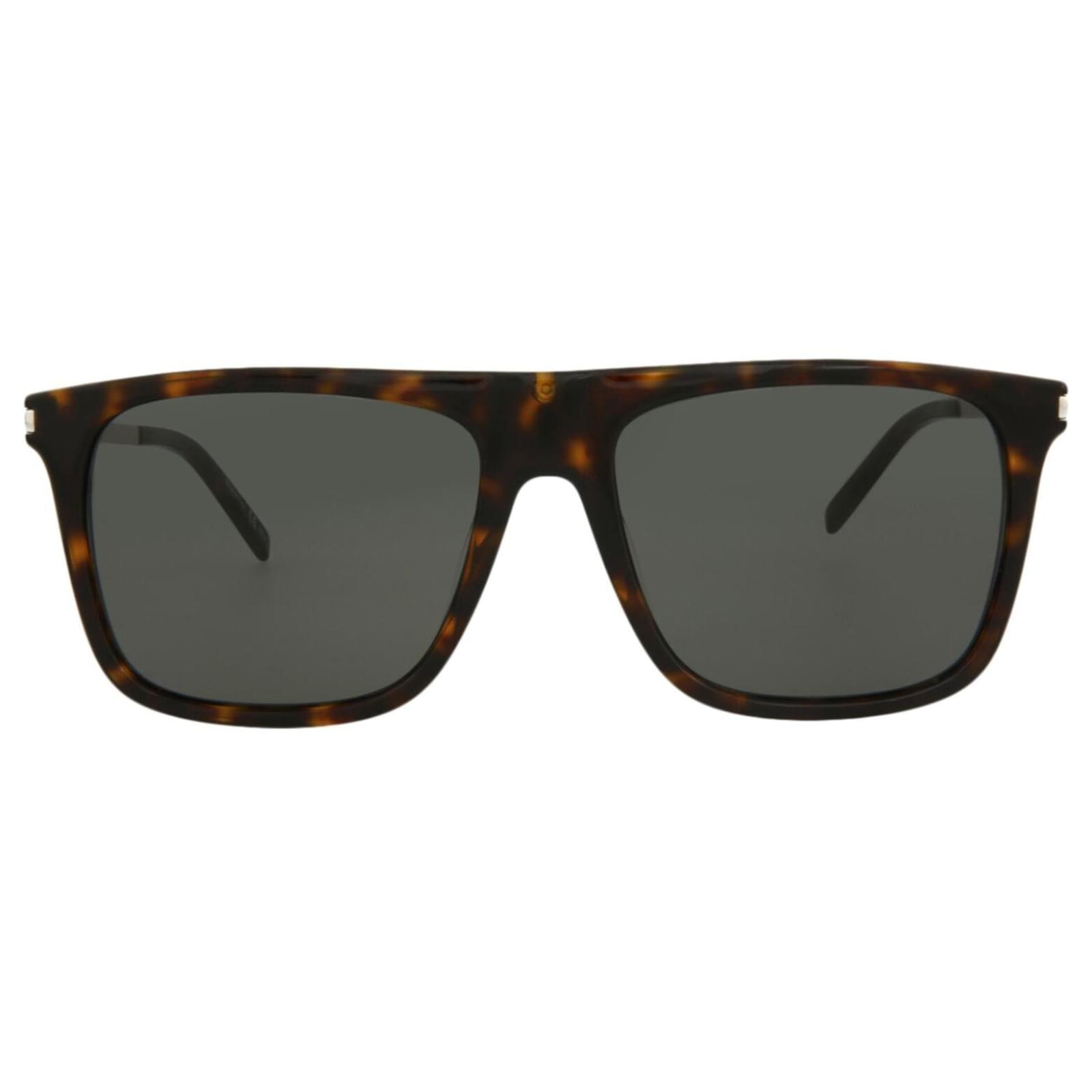 Saint Laurent Square Frame Acetate Sunglasses Brown Cellulose Fibre Ref