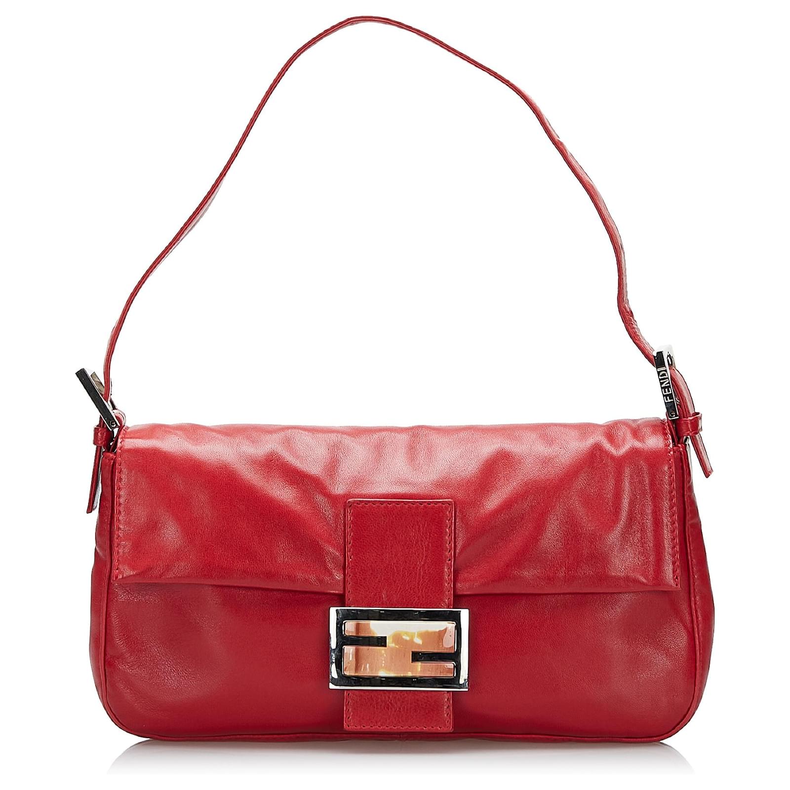 Fendi Red Leather Baguette Pony-style calfskin ref.742127 - Joli Closet