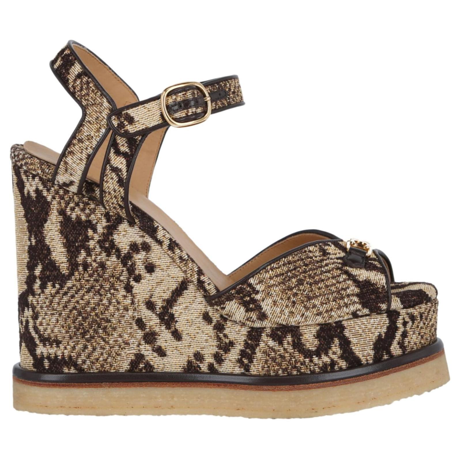 Céline Celine Jacquard Printed Wedge Brown ref.743341 - Joli Closet