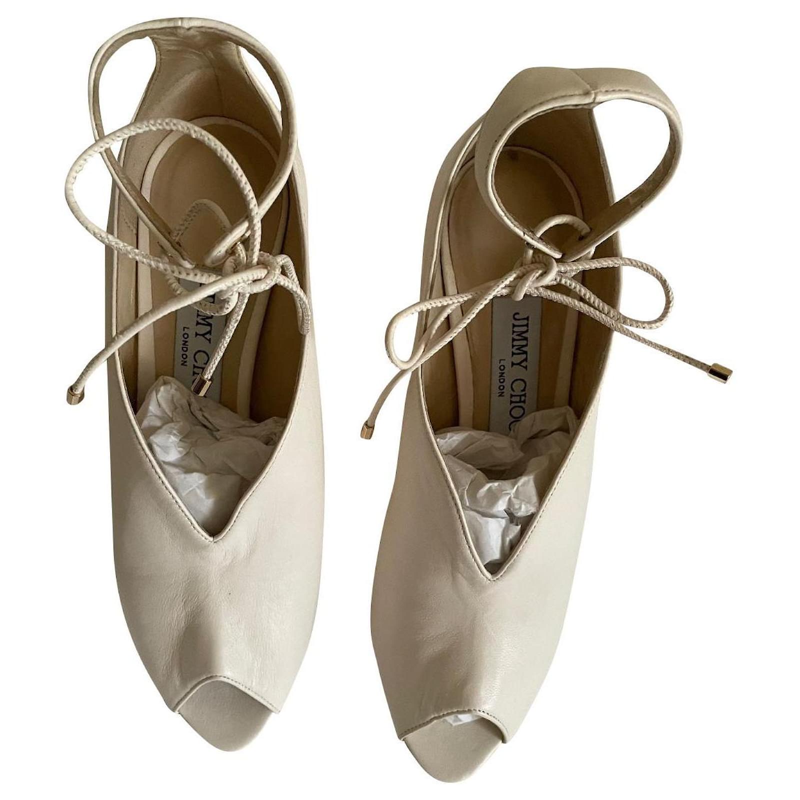 Jimmy Choo Heels White Leather ref.743508 - Joli Closet