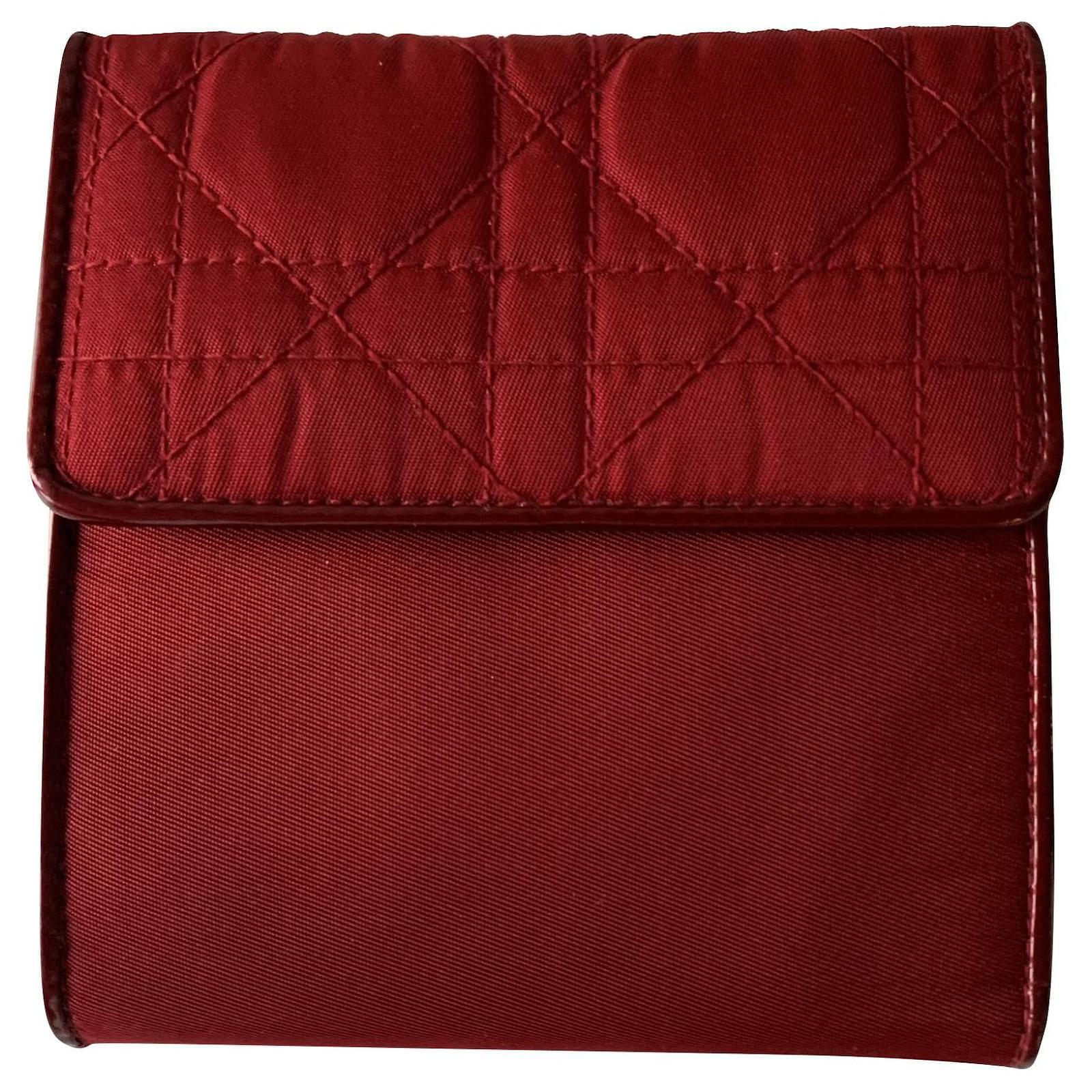 Christian Dior Wallets Dark red Leather Nylon ref.743543 - Joli Closet