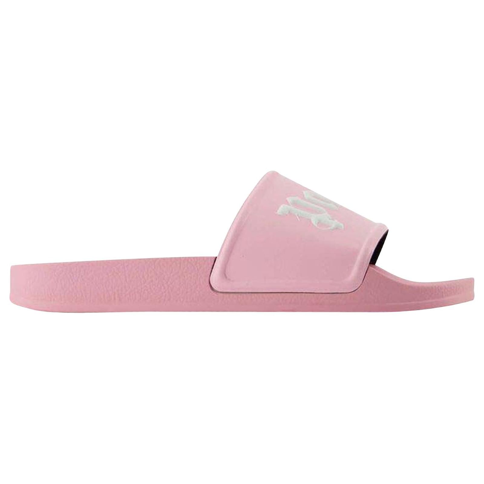 Pool Slider Mules - Palm Angels - Pink/White - Polyurethane ref.744379 ...