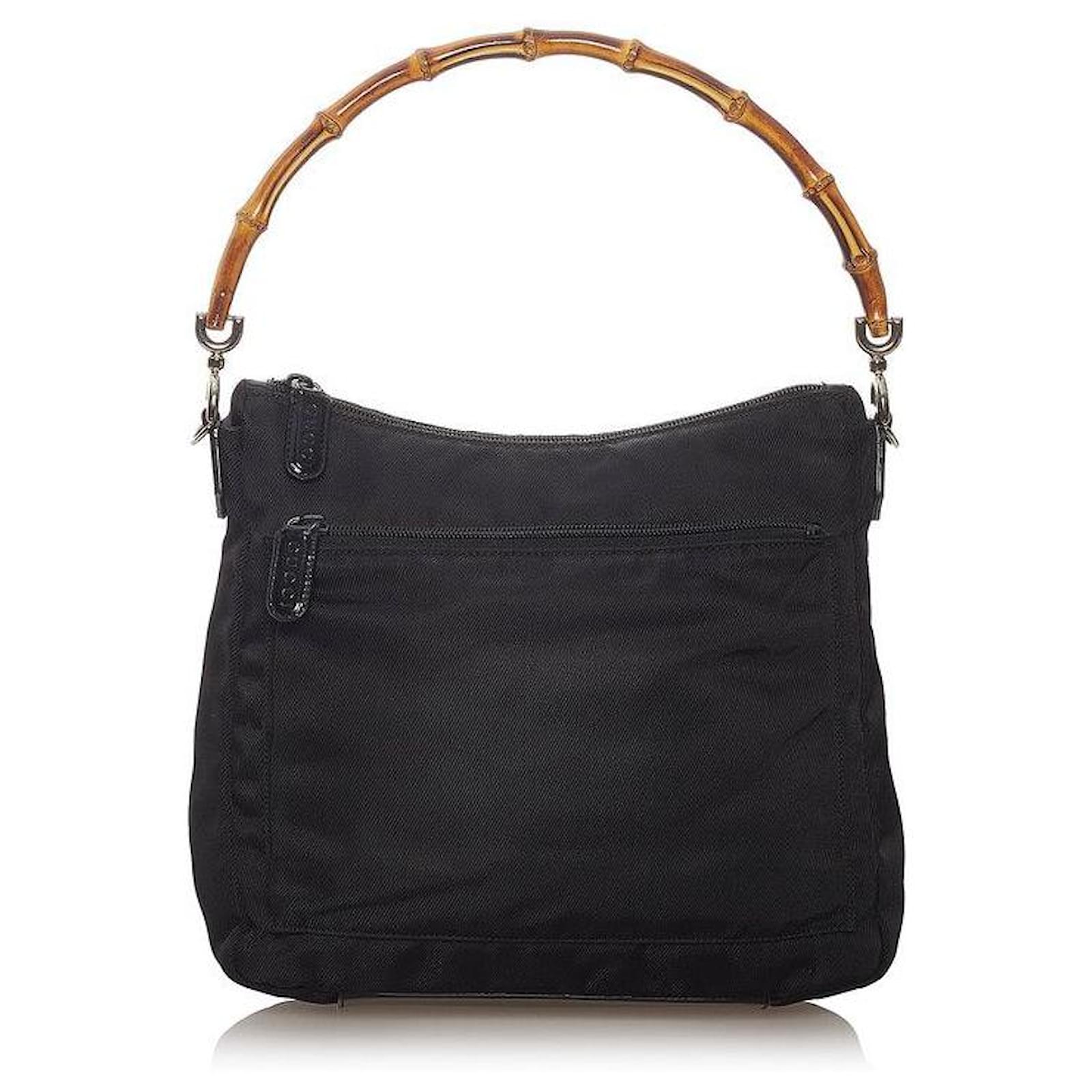 Gucci Sac à bandoulière en toile de bambou noir ref.752553 - Joli Closet