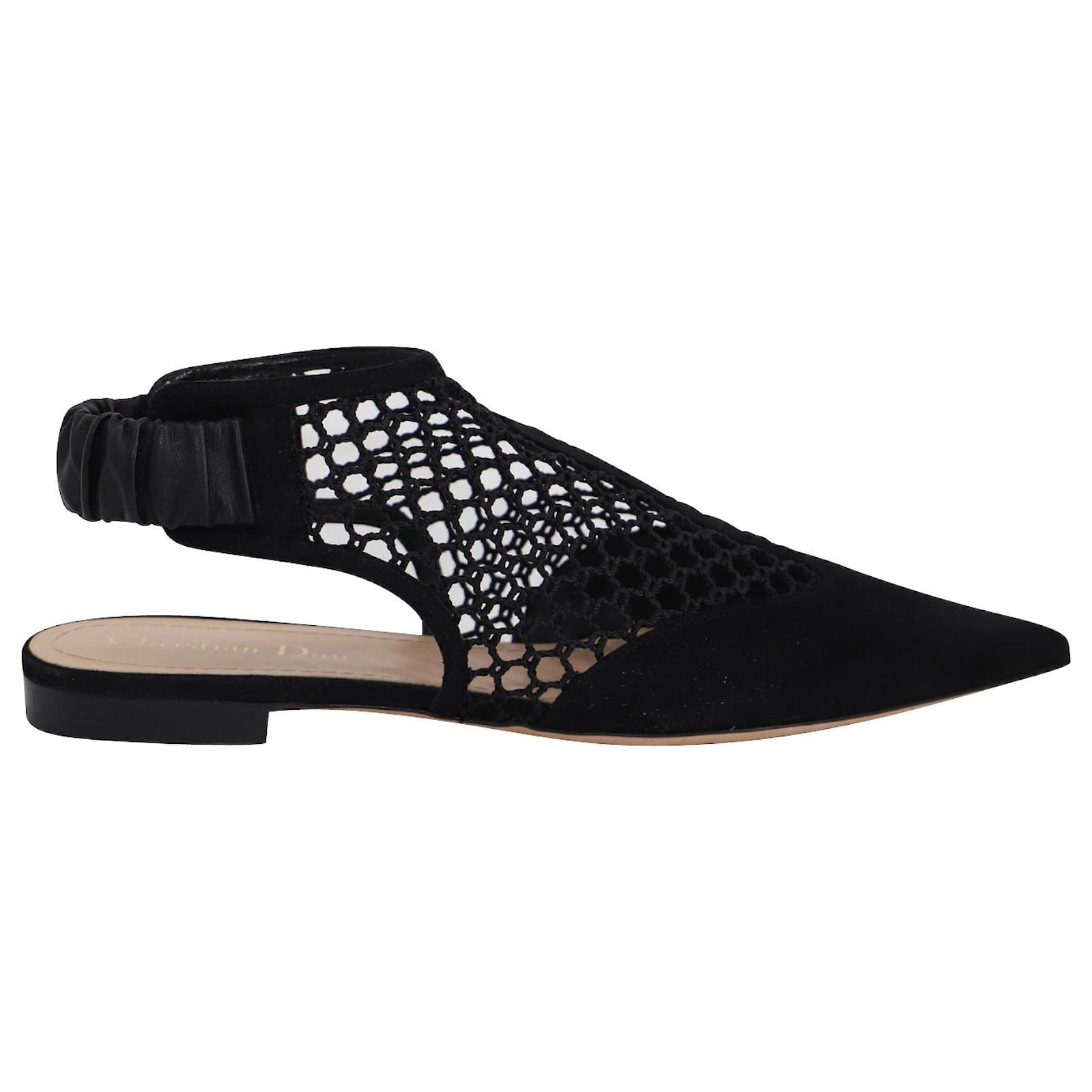 Dior Fishnet Slingback Ballet Flats in Black Suede ref.753856 - Joli Closet