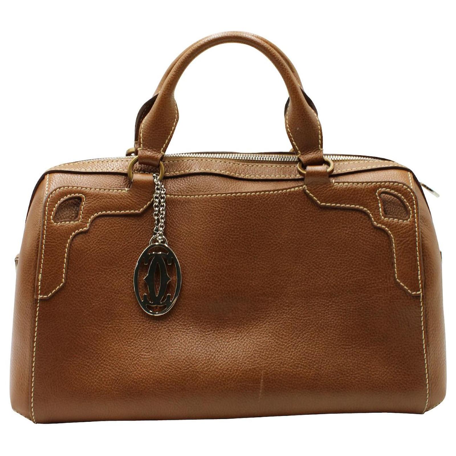 Cartier Sac à main en cuir grainé marron ref.754338 - Joli Closet