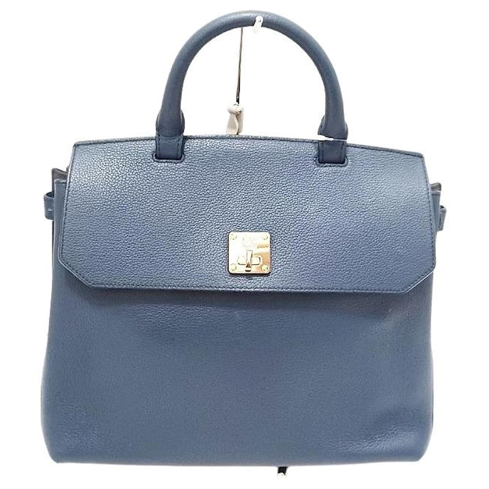 MCM Navy blue Leather ref.754678 - Joli Closet