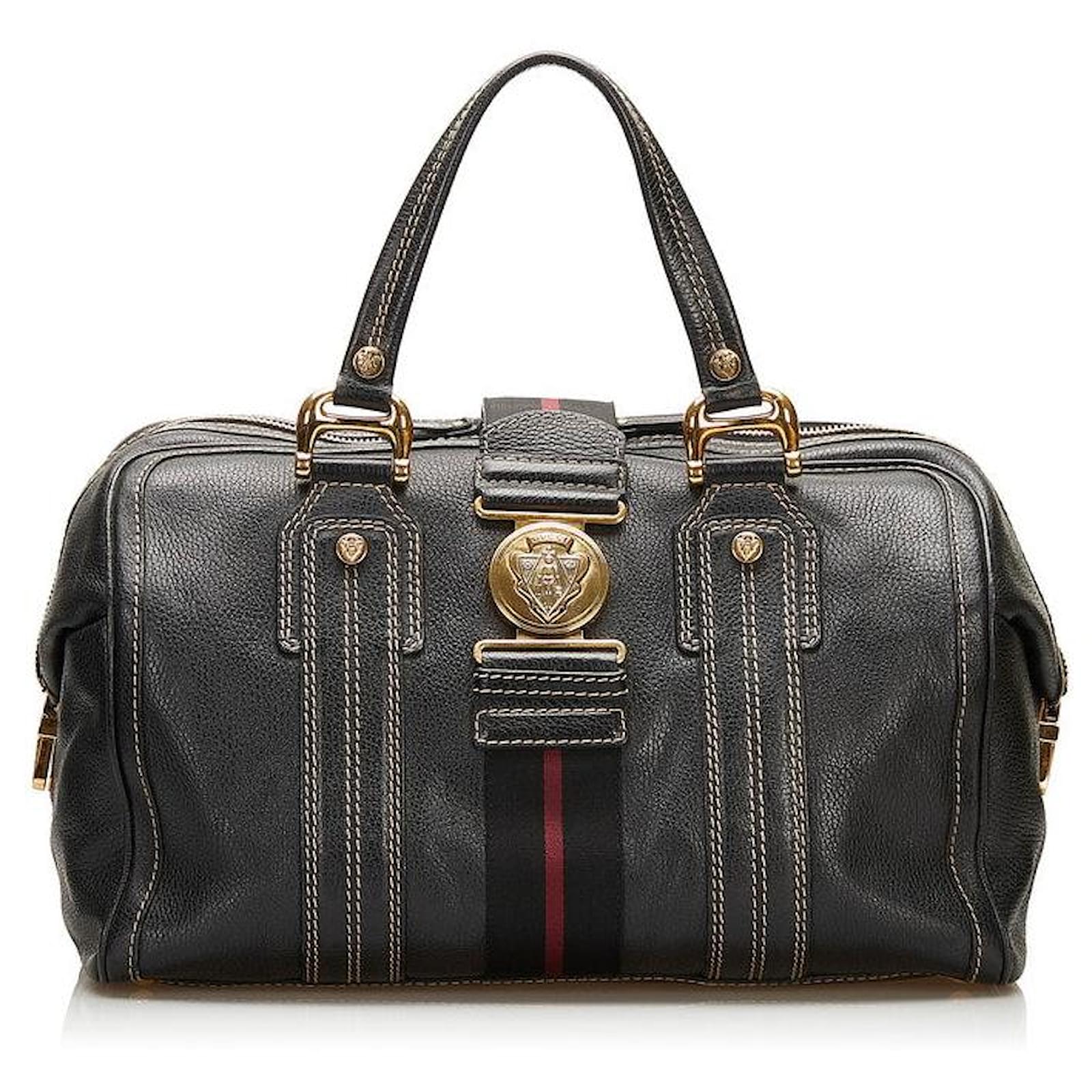 Gucci Aviatrix Hysteria Leather Boston Bag Black Pony-style calfskin ...