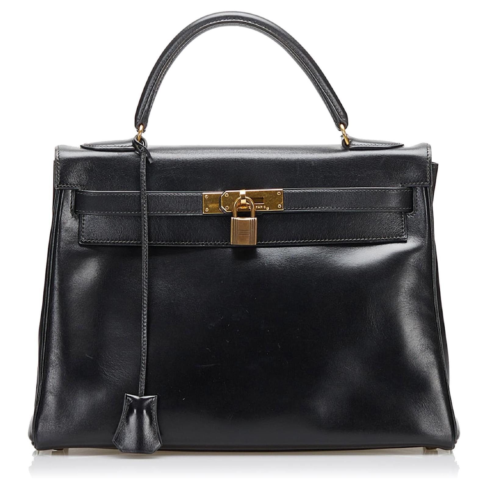 Hermès Hermes Black Box Kalb Kelly 32 Schwarz Leder Kalbähnliches Kalb ...