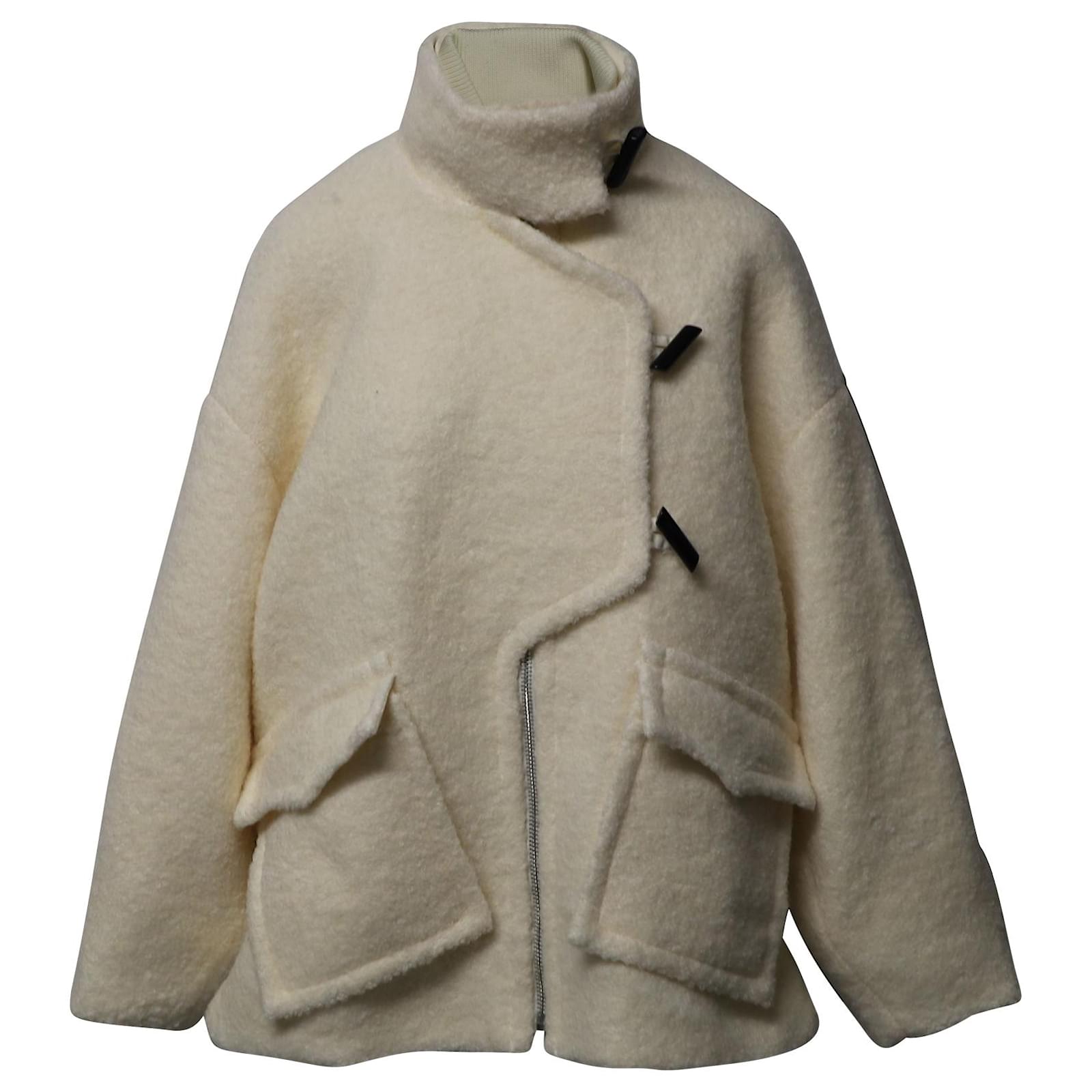 Ganni Boucle Shoulder Jacket in White Recycled Wool Cream ref.757427 ...