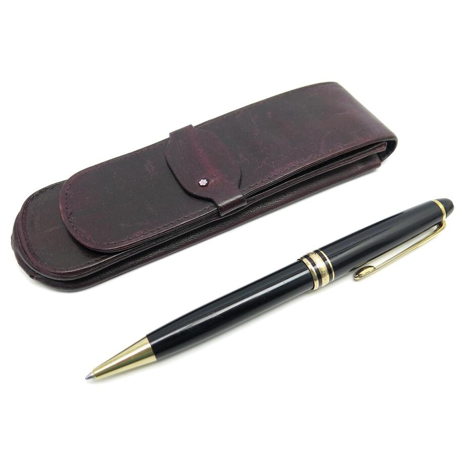 STYLO BILLE MONTBLANC MEISTERSTUCK DORE NOIR + ETUI GOLDEN BALLPOINT PEN Résine ref.758069 ...