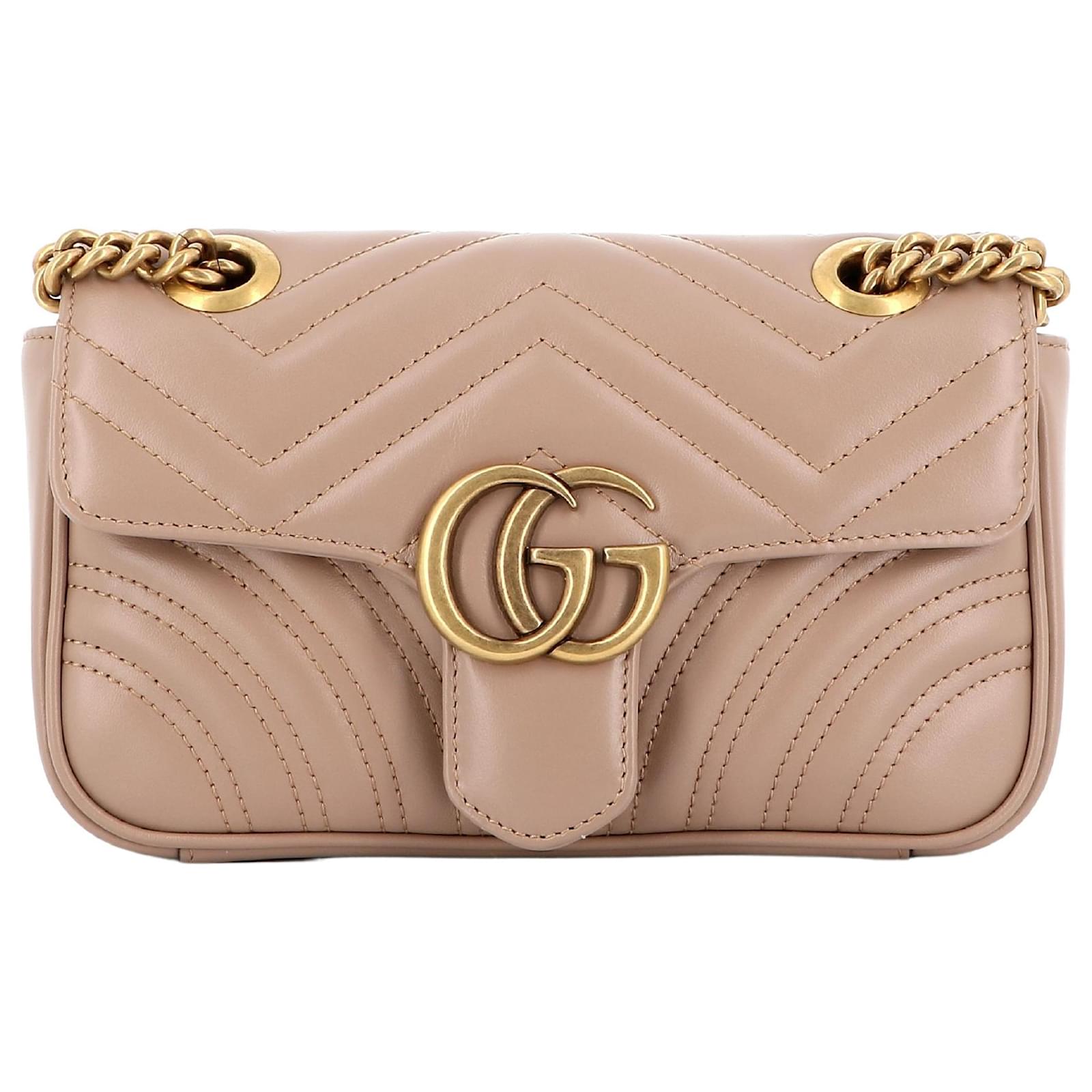 Gucci GG Marmont Cuir Beige ref.760060 - Joli Closet