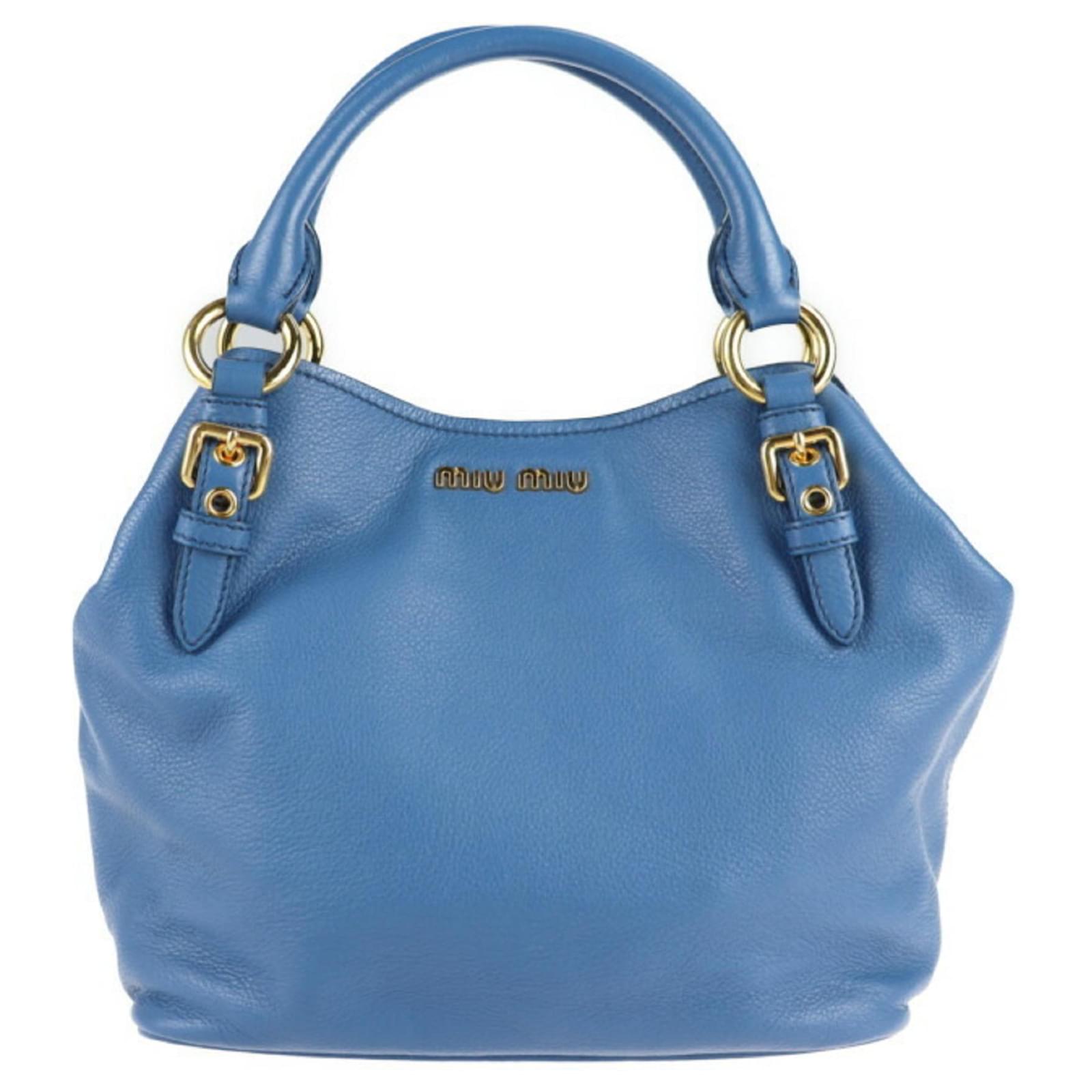 miu miu Blue Leather ref.762867 - Joli Closet