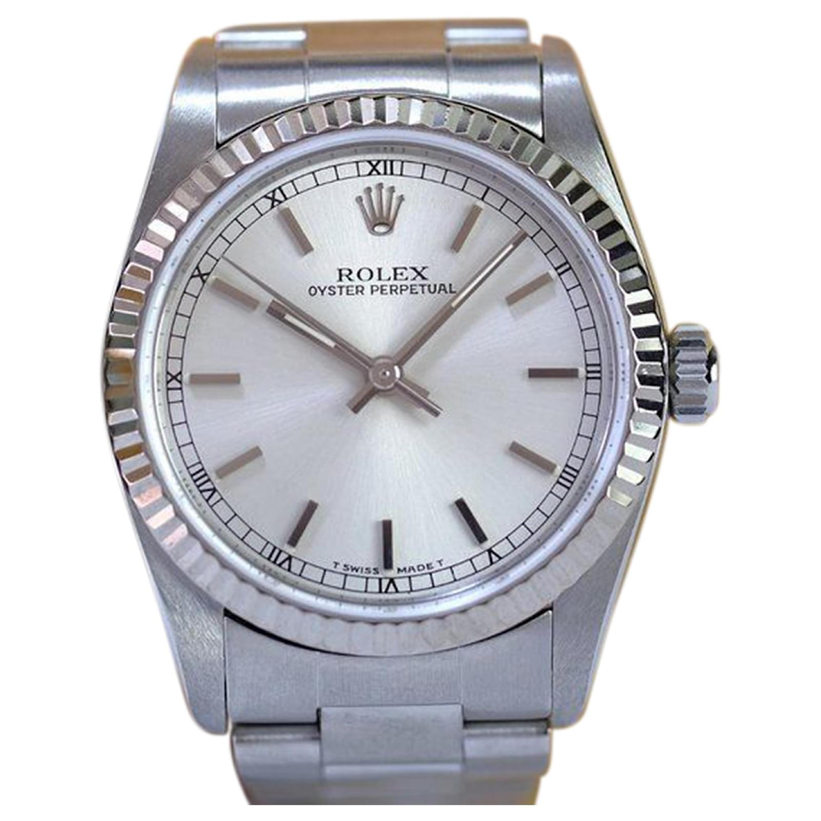 Rolex Oyster Perpetual Acier Inoxydable Argent Cadran Index 31Montre à ...