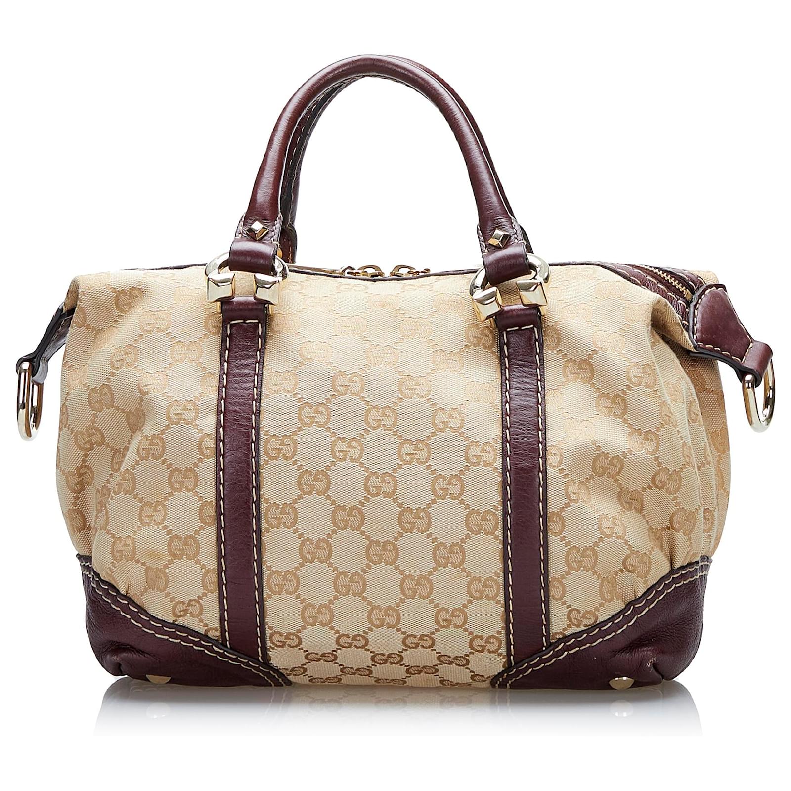 Sacoche à clous et mors en toile GG marron Gucci Tissu ref.764117 ...