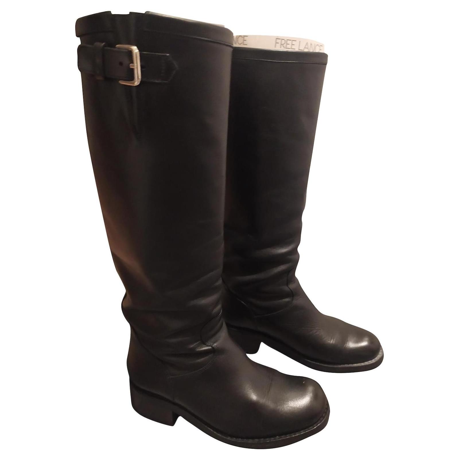 Free Lance Biker Boots 4 Geronimo Black Leather ref.765892 - Joli Closet