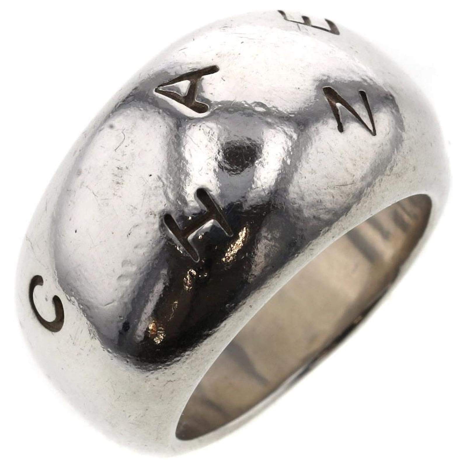 Chanel Logo Letters Wide Band Silvery ref.766193 - Joli Closet