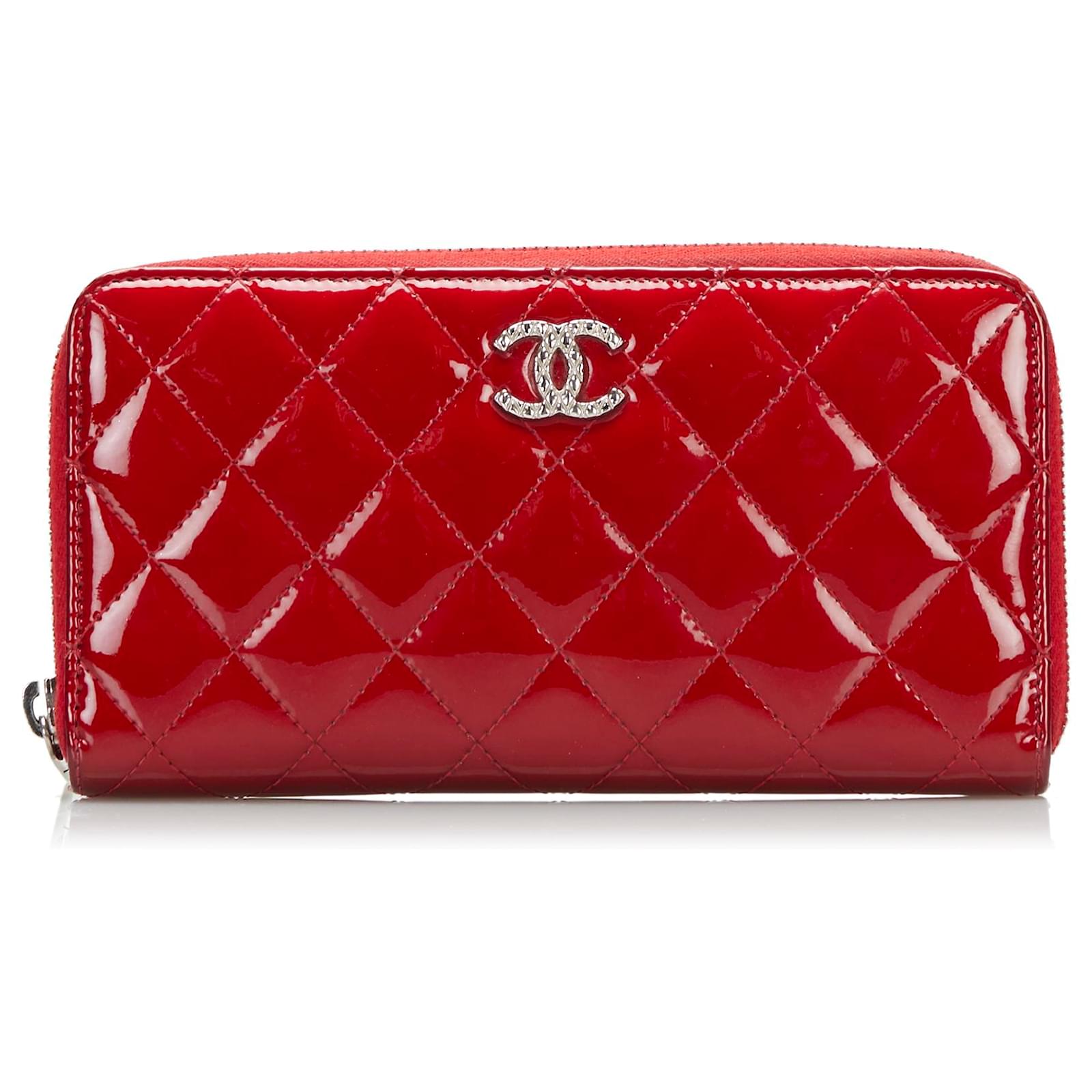 Chanel Red Brilliant Patent Zip Around Wallet (Sold) - Joli Closet