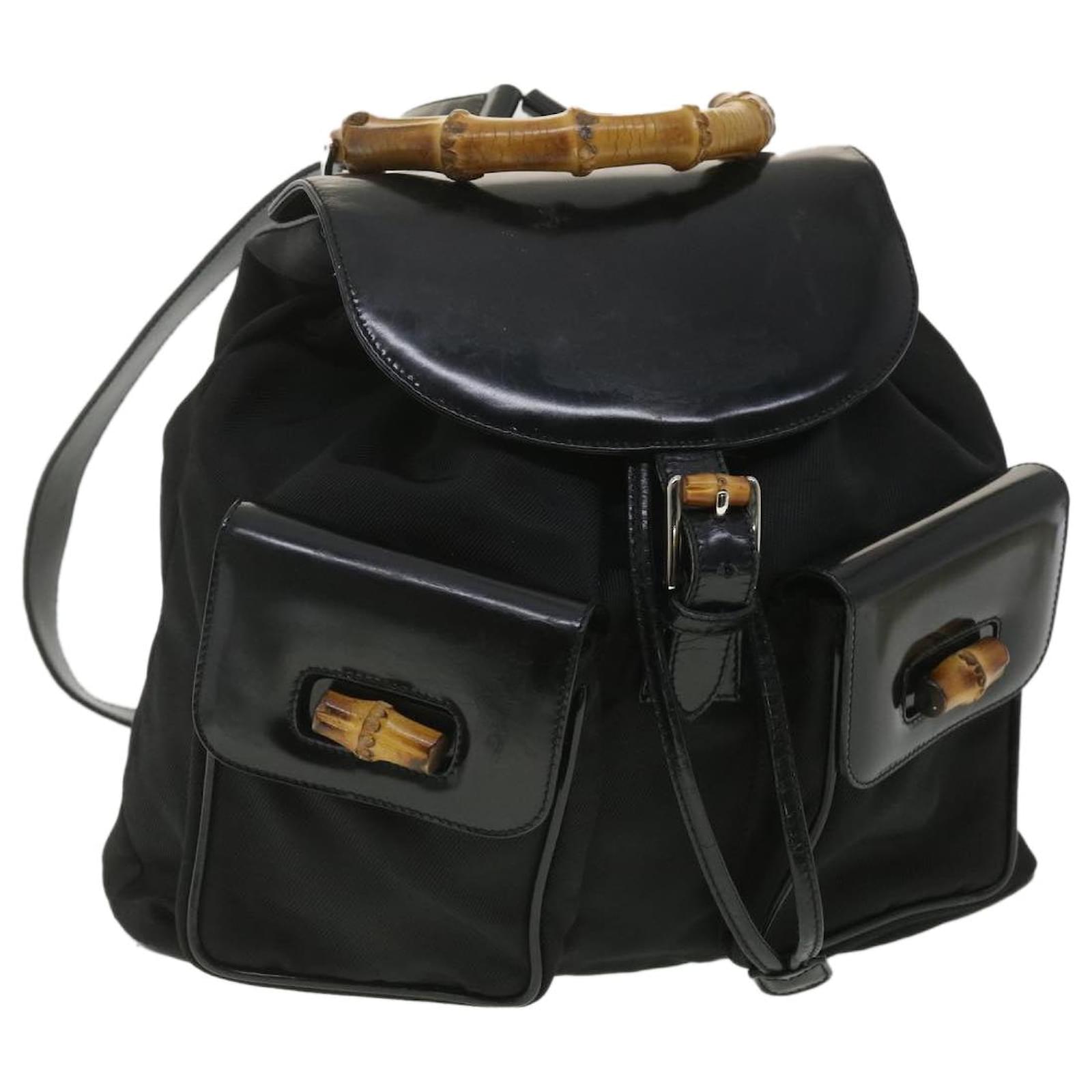GUCCI Bamboo Backpack Nylon Black 003205800165 Auth tb377 ref.768110 ...