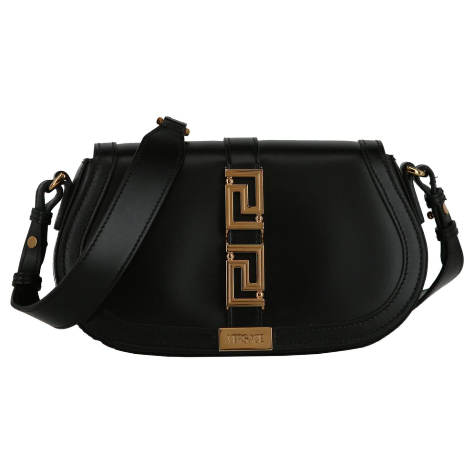 Versace Greca Goddess Shoulder Bag Black Leather ref.770382 - Joli Closet