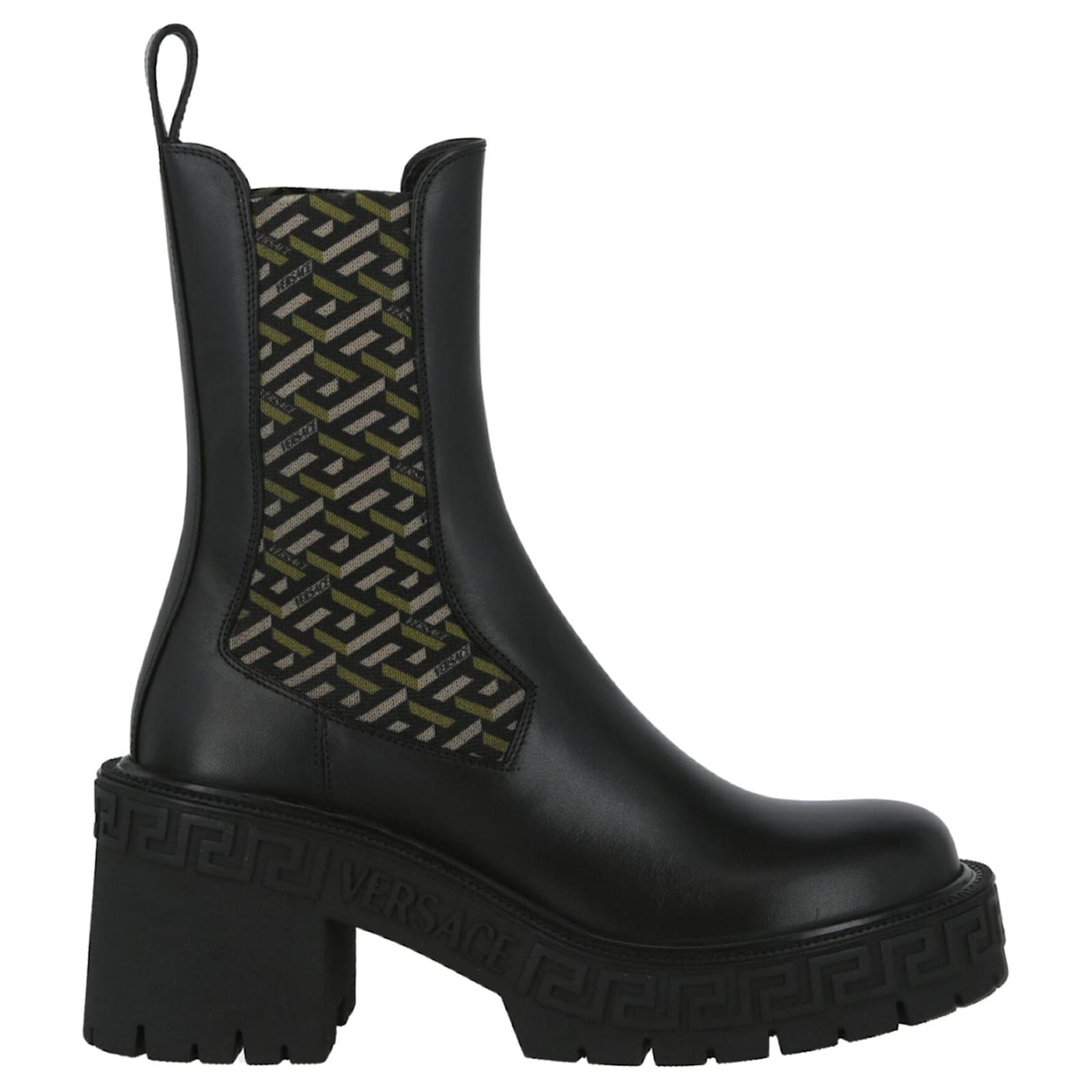 Versace La Greca Platform Boots Black ref.770420 - Joli Closet