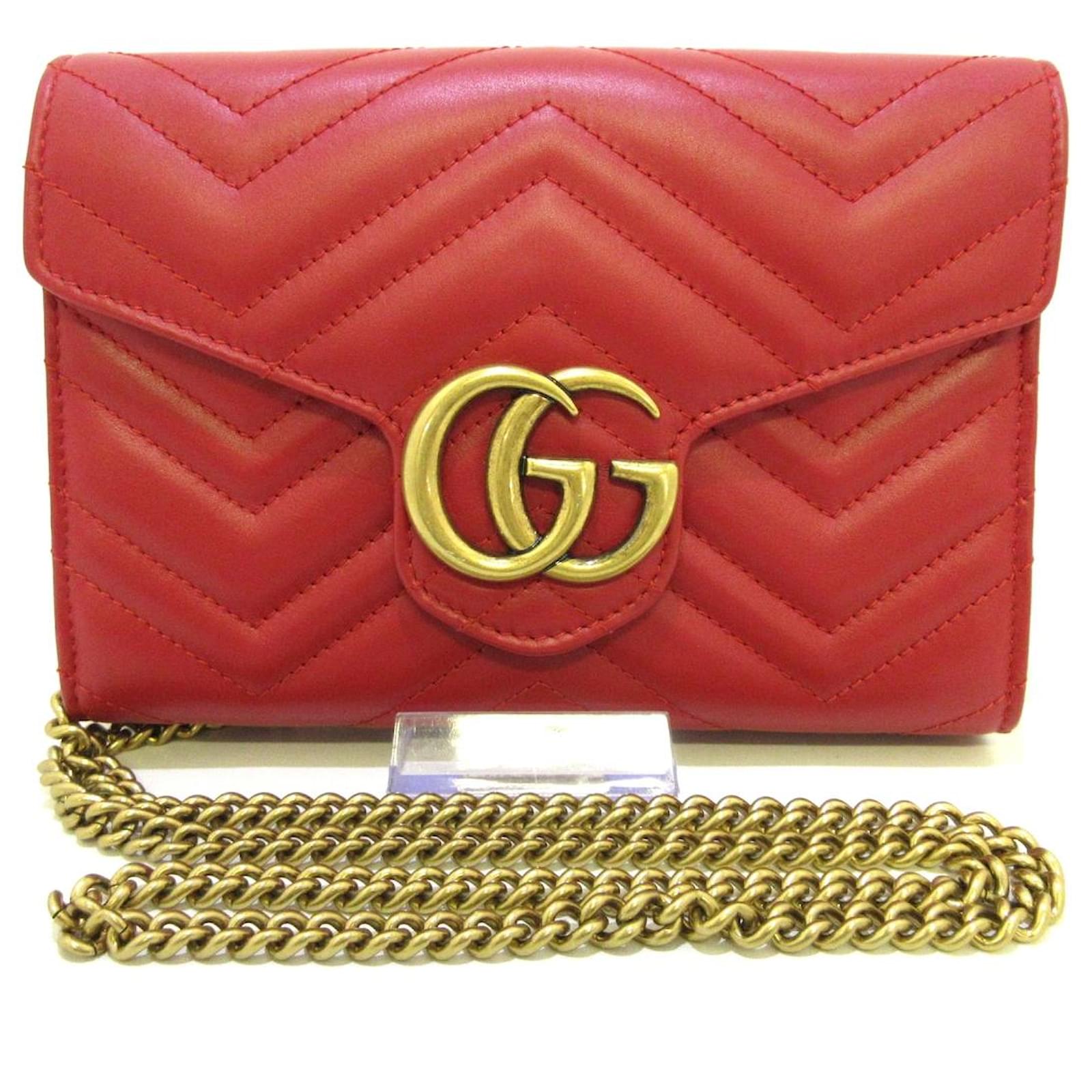 Gucci GG Marmont Cuir Rouge ref.770515 - Joli Closet