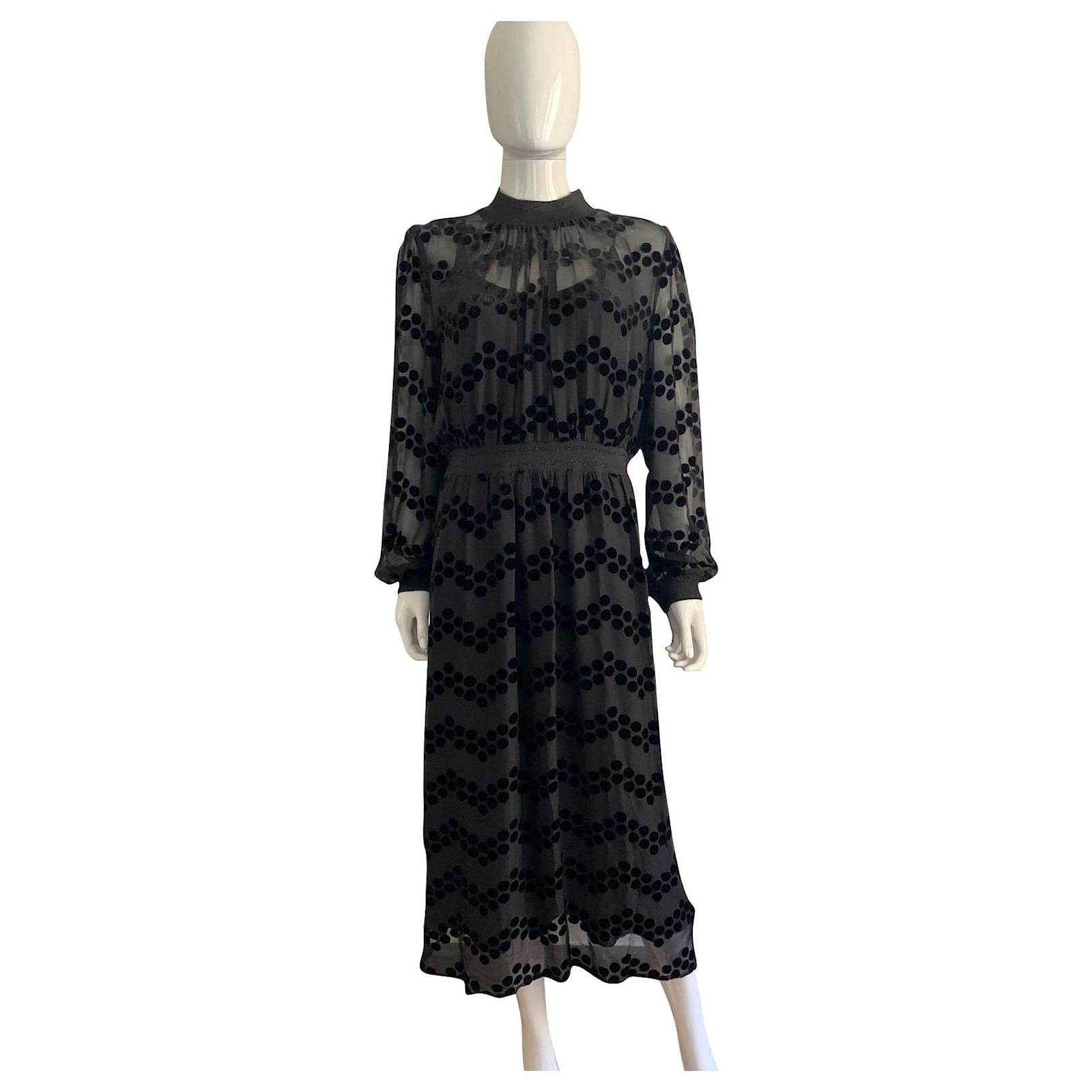 Tory Burch Robe dévorée noire Viscose ref.771673 - Joli Closet